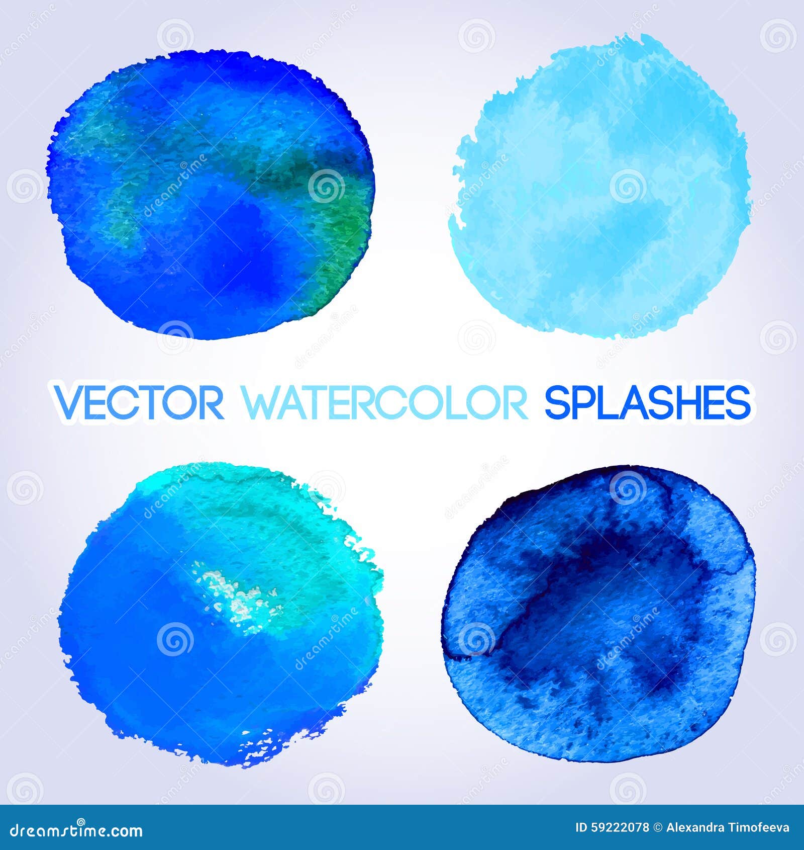 Blue Watercolor Round Shaped Design Elements Stock Vector ...
