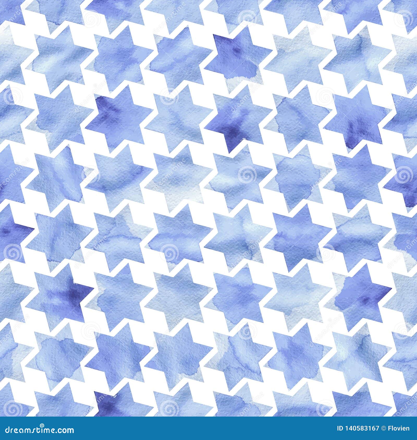 Blue Watercolor Stars Seamless Pattern. Print for Textiles Drawn by ...