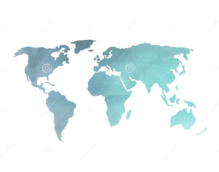 Blue Watercolor World Map stock photo. Image of poster - 46731026