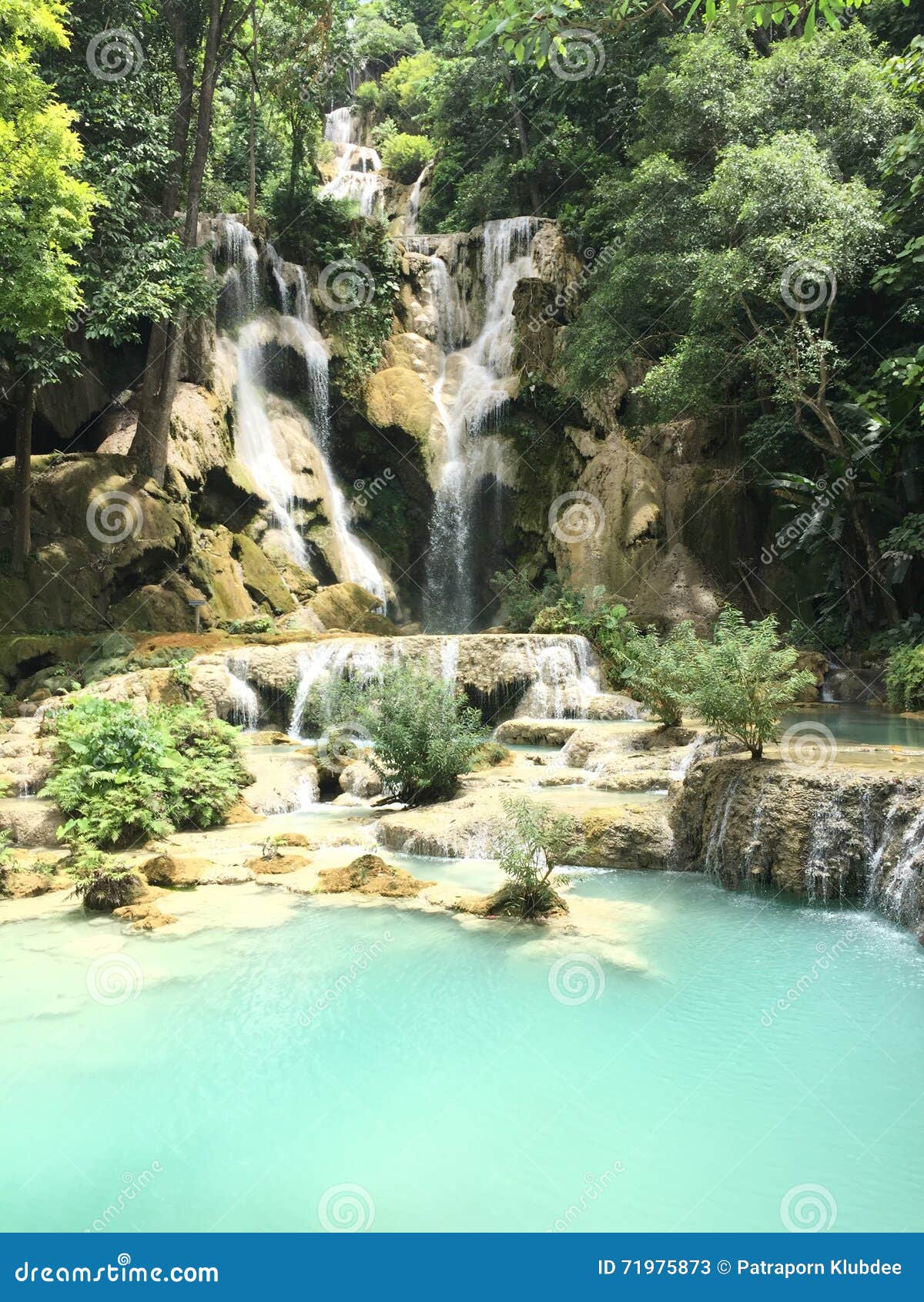 Blue Waterfall stock image. Image of waterfall, laos - 71975873