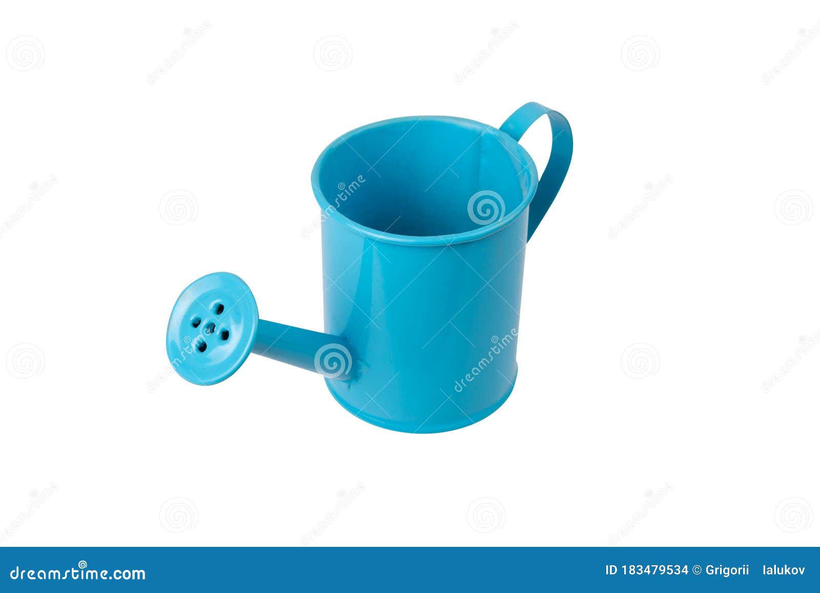 Blue Watering Can with Handle on White on Isolated Background Stock ...