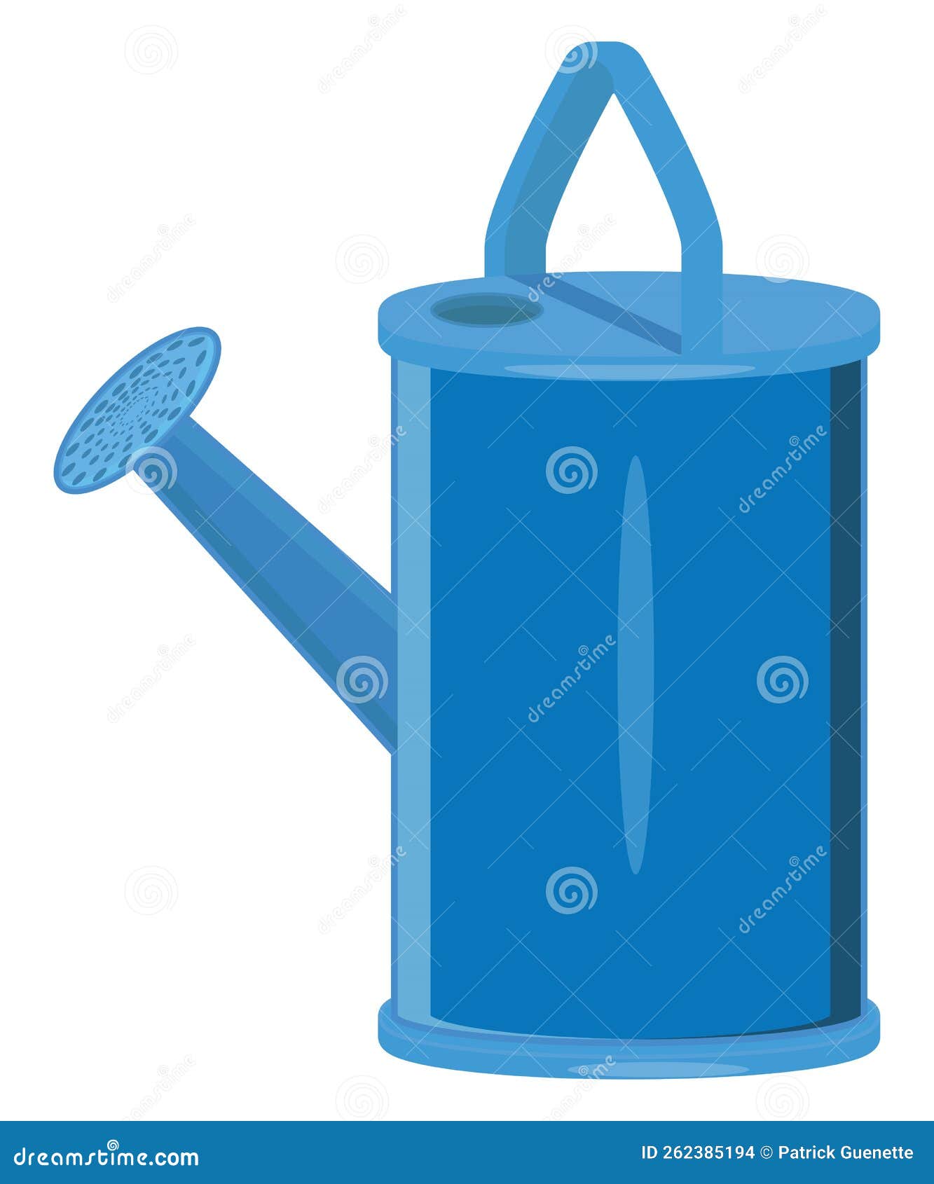Blue watering can, icon stock vector. Illustration of flat - 262385194