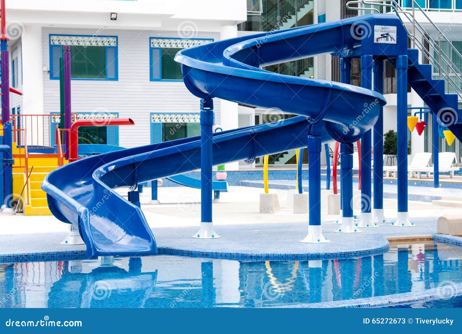Blue waterslide stock image. Image of waterpark, amusement - 65272673