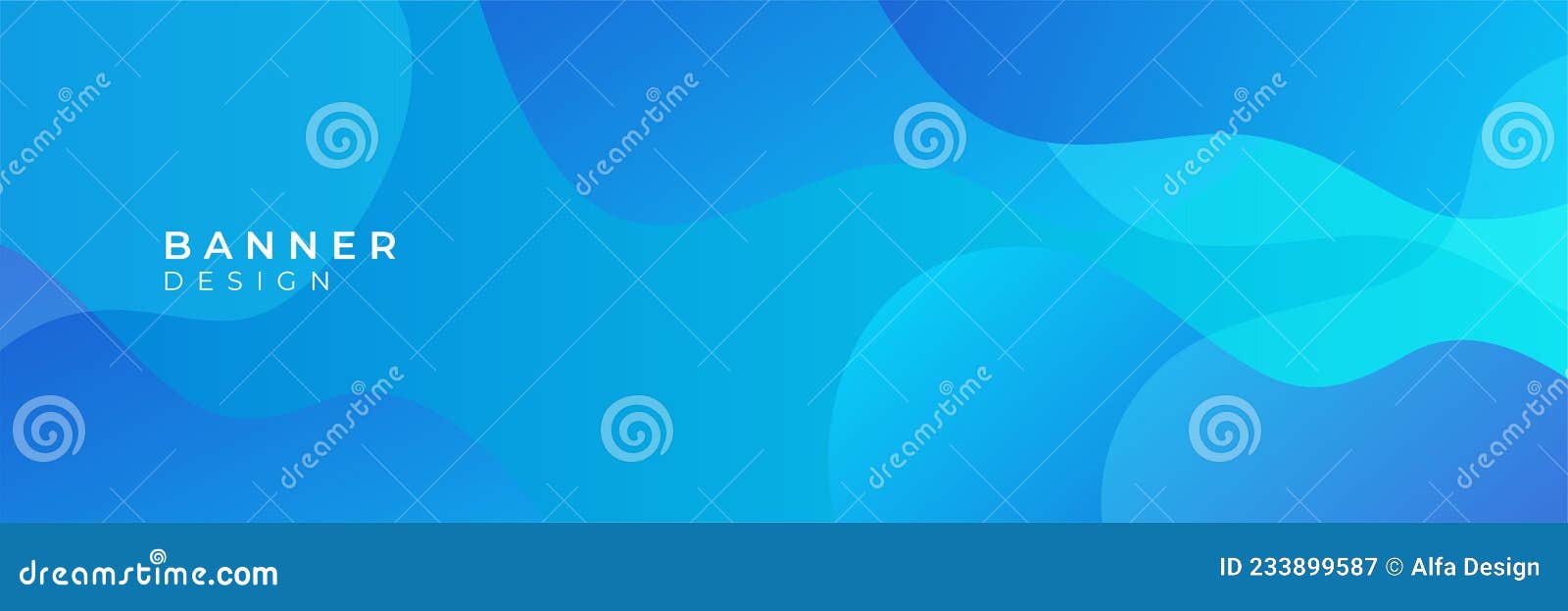Blue Wave Background. Abstract Geometric Blue Wide Banner Layout Design ...