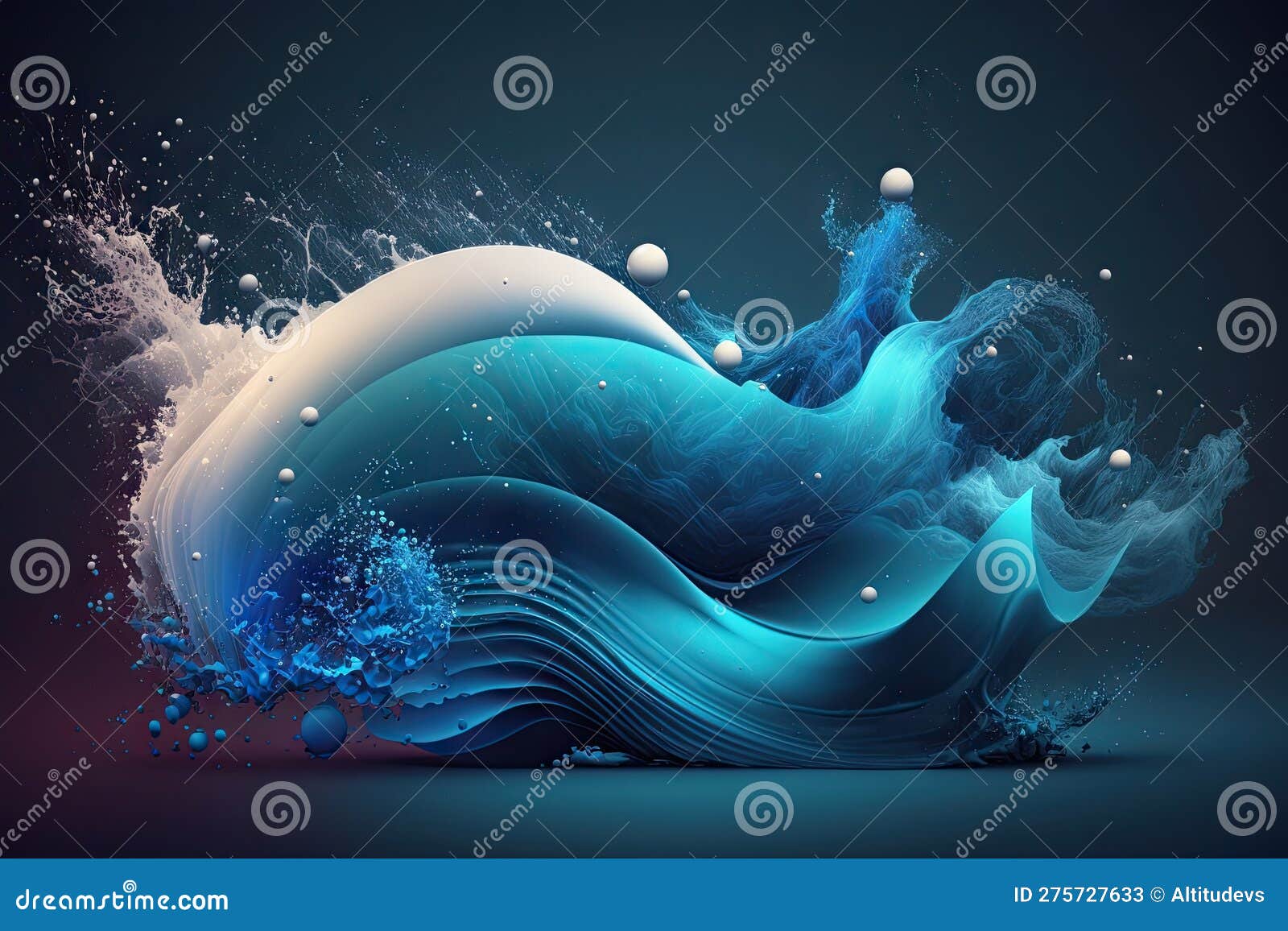 Blue Wave Background, with Floating Objects and Particles Stock Illustration - Illustration of ...