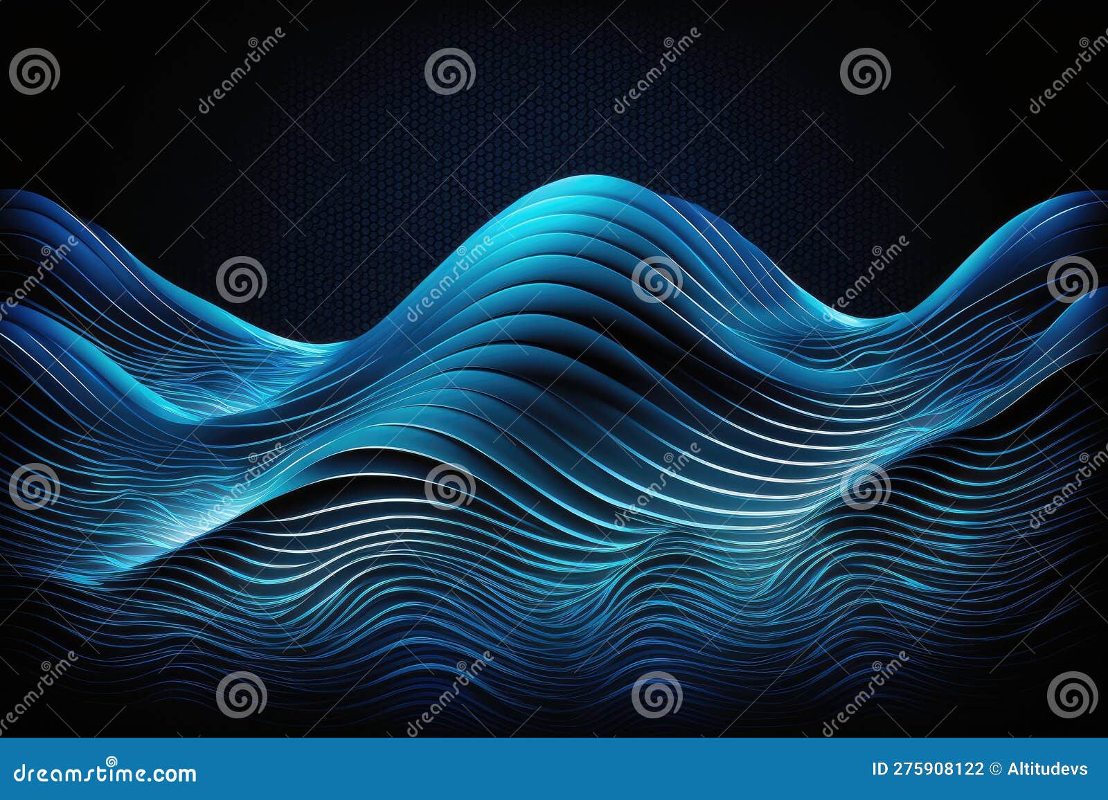 Blue Wave Background of Rippling Waves on Black or White Background ...