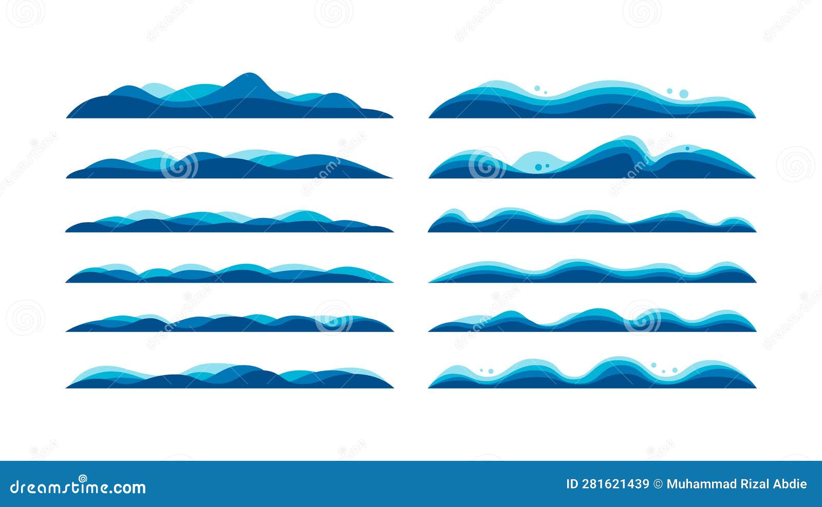 Blue Wave Border Frame Divider Decoration, Blue Paper Wavy Border Frame ...