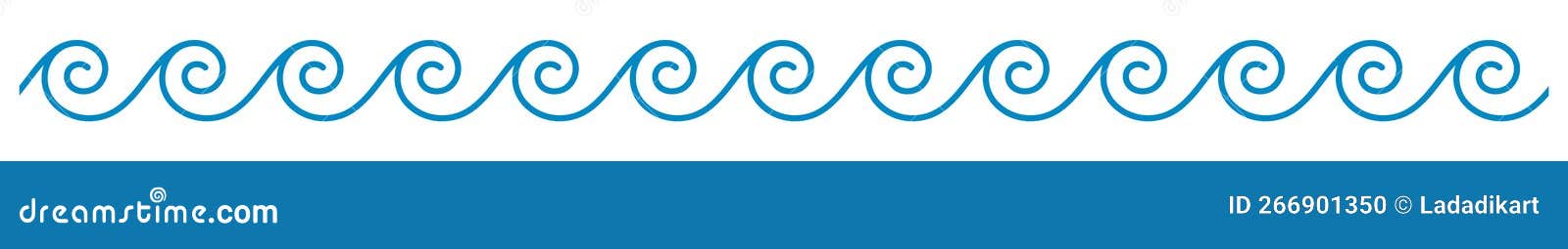 Blue Wave Border. Ocean Line Seamless Pattern Stock Vector ...
