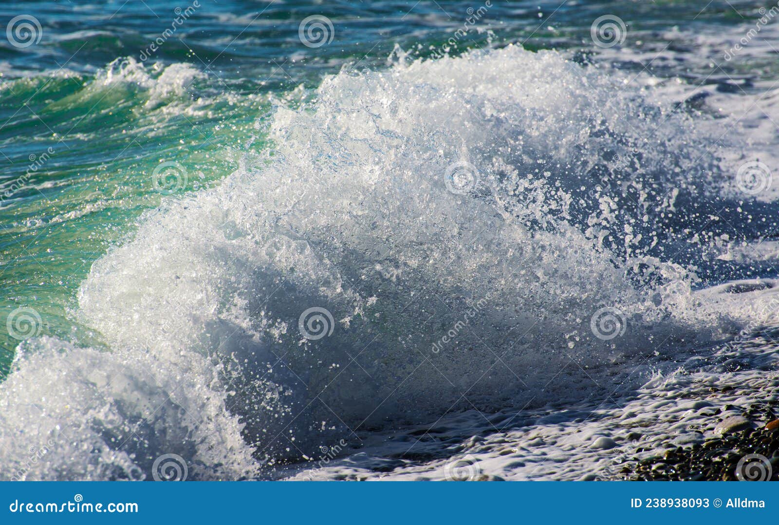 Blue Wave Breaking on a Beach in Sea Stock Image - Image of nature ...