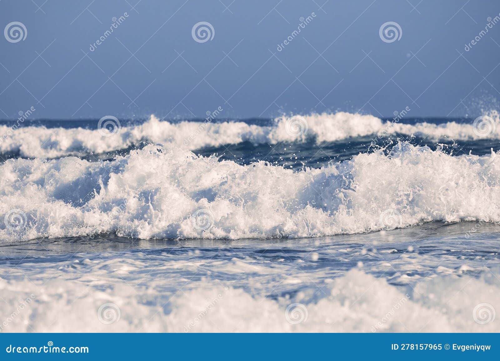 Blue Wave, Clear Water and Spray on the Atlantic Ocean Stock Image ...