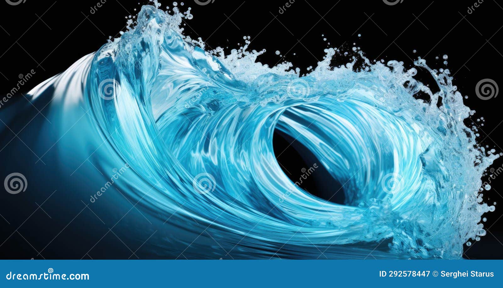 A Blue Wave is Coming Out of the Water, AI Stock Image - Image of ...