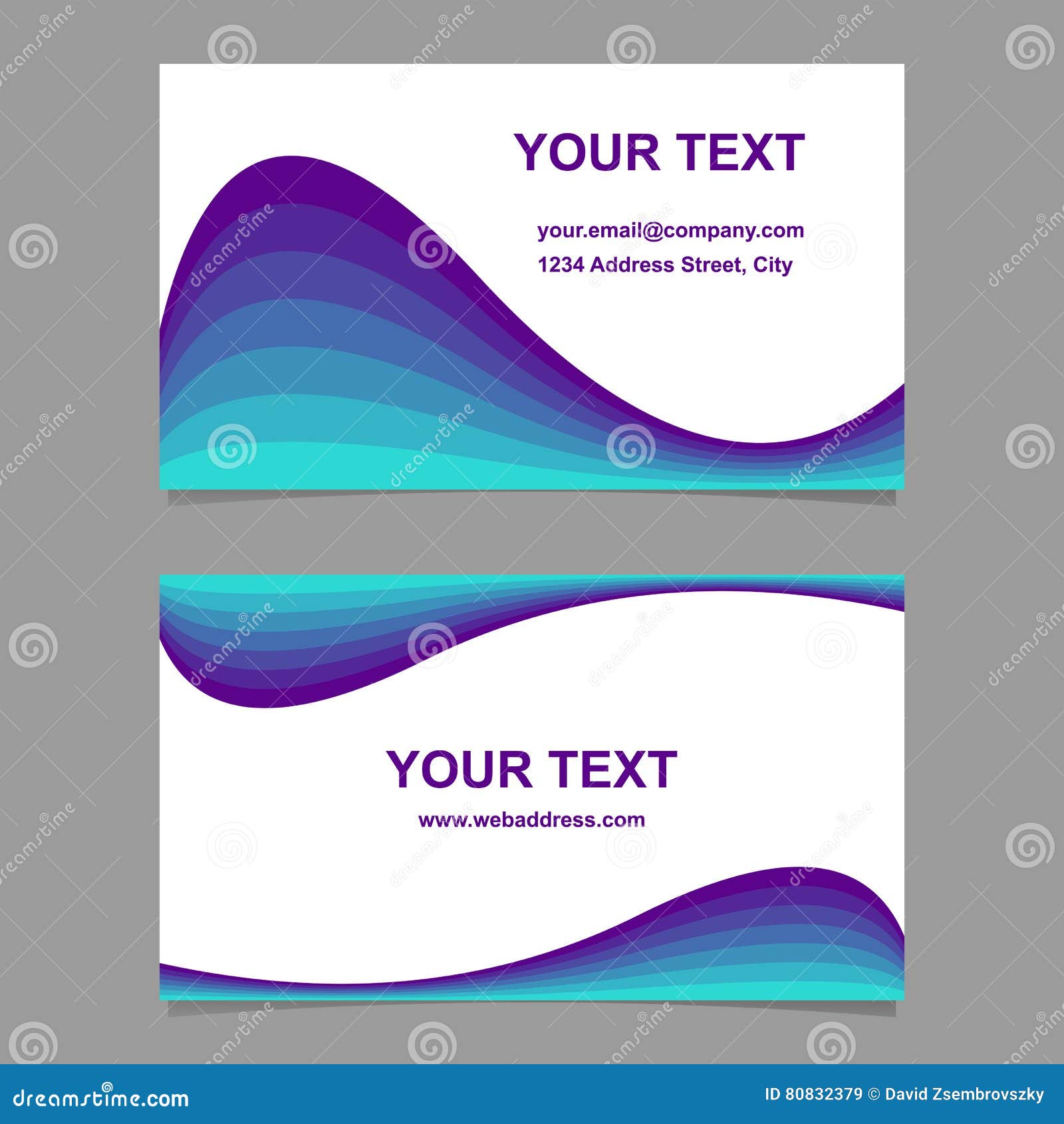 Blue Wave Design Business Card Template Set Stock Vector - Illustration ...