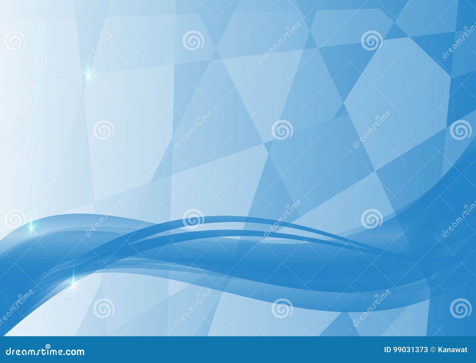 Blue Wave and Geometric Abstract Vector Background Stock Vector ...