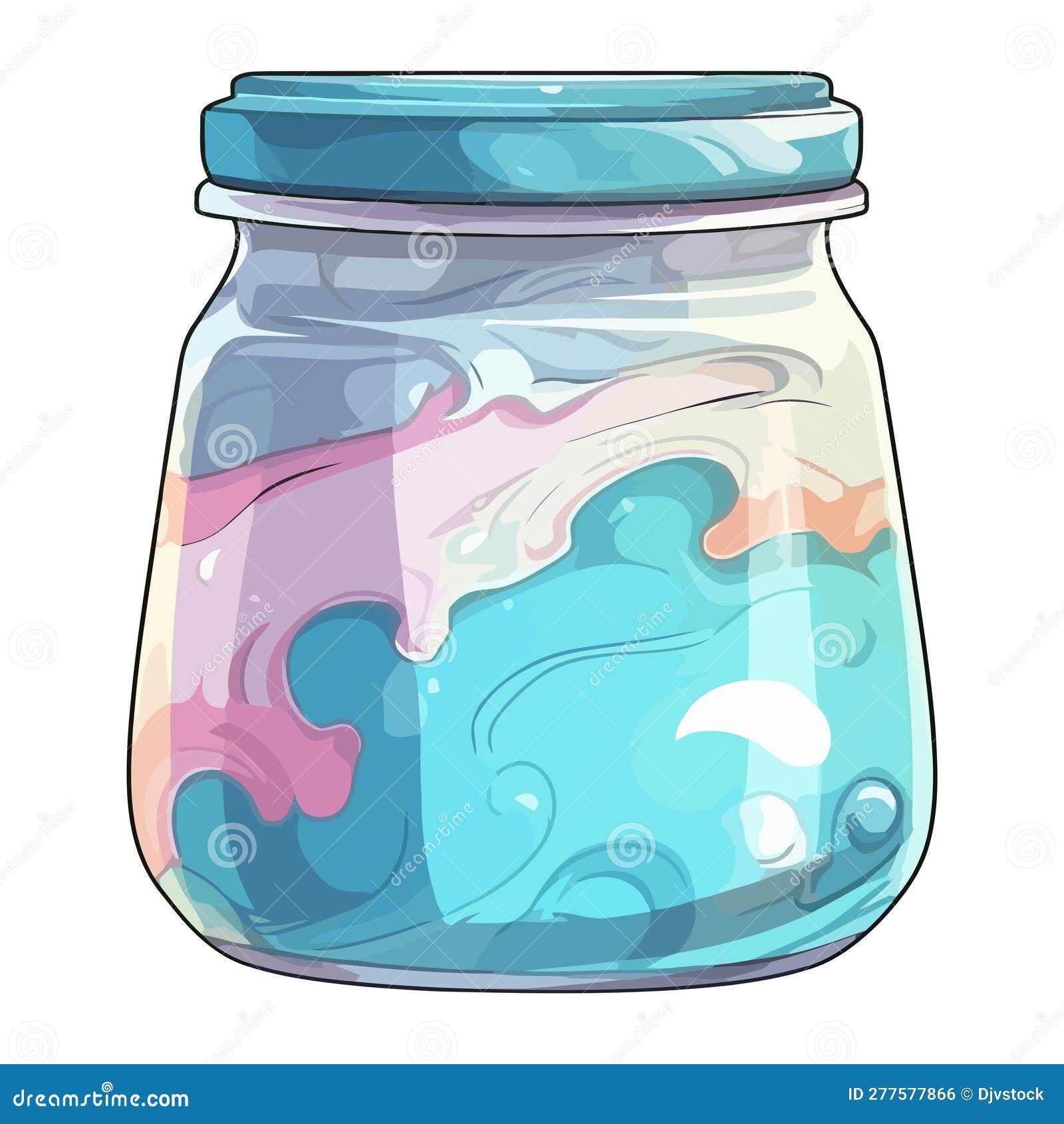 Blue Wave in Glass Jar, Vector Illustration Stock Vector - Illustration ...