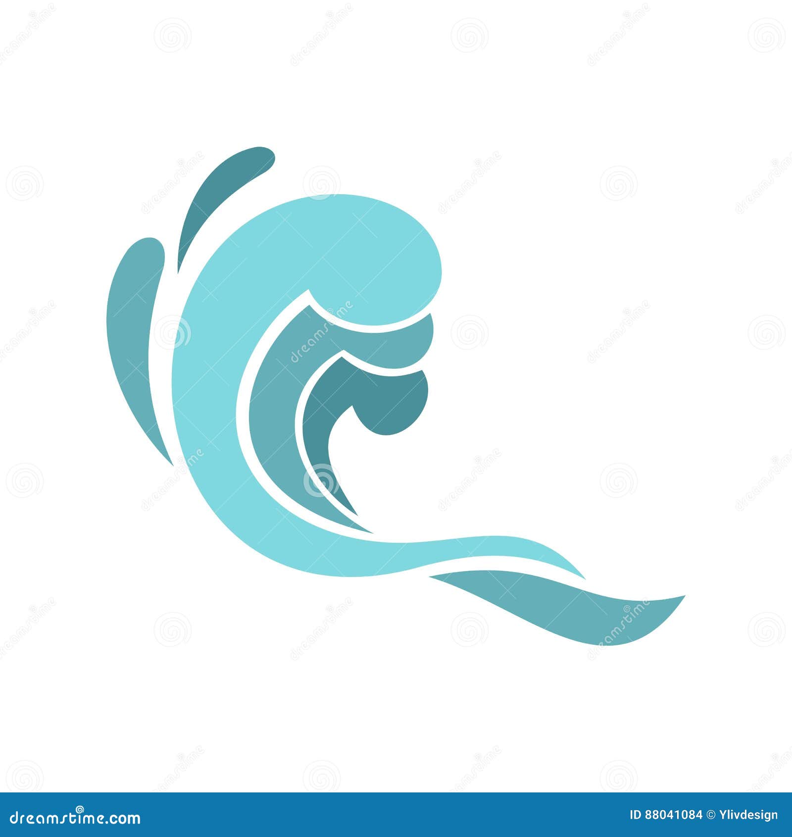 Blue Wave Icon, Cartoon Style Stock Vector - Illustration of flowing ...