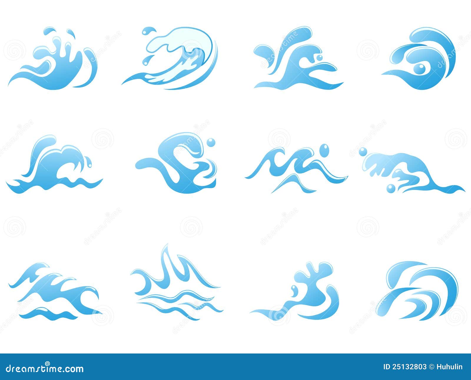 Blue wave icons stock vector. Illustration of drawing - 25132803
