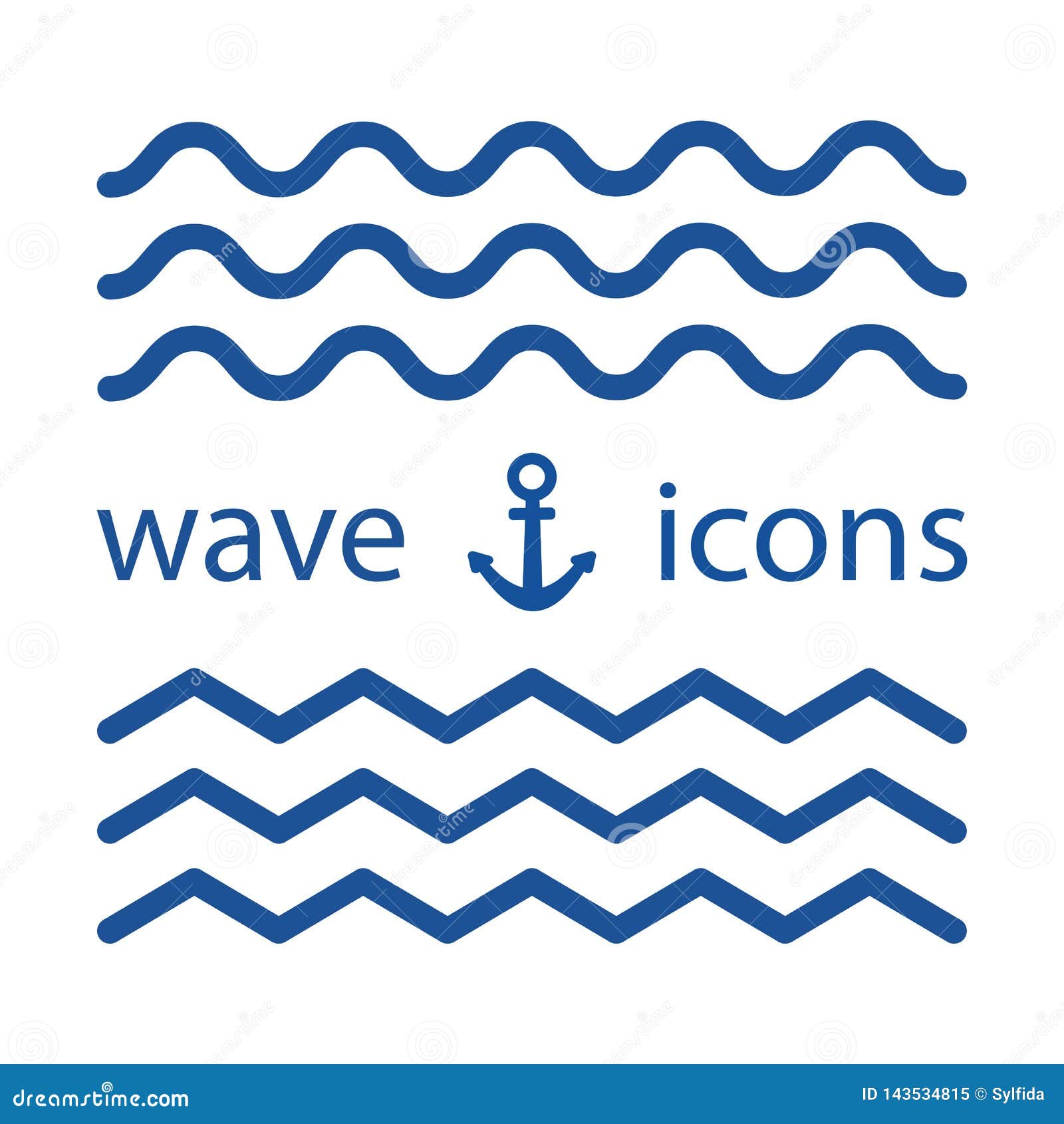 Wave Blue Icons. Vector Illustration Stock Illustration - Illustration ...