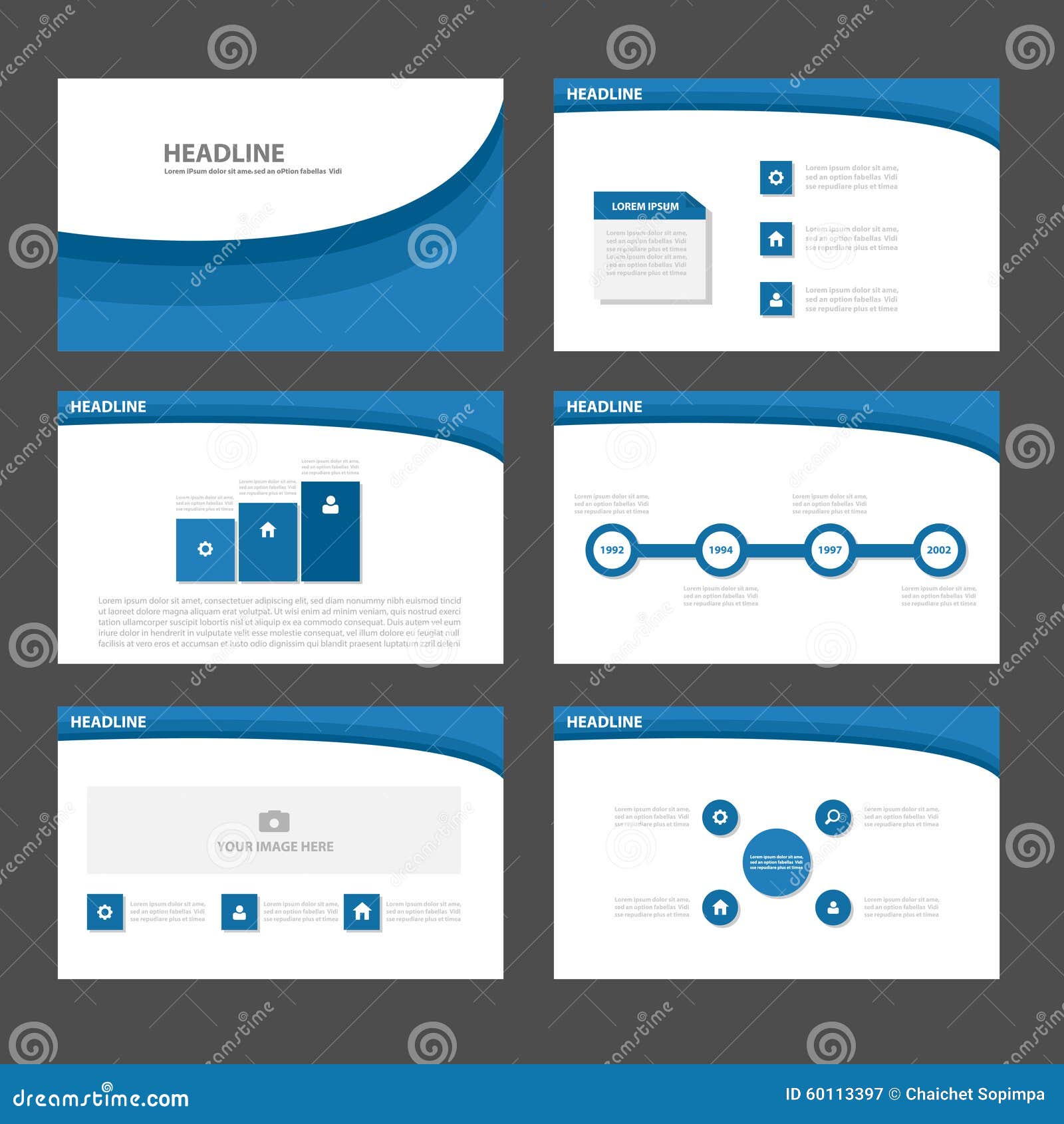 Blue Wave Infographic Elements Icon Presentation Template Flat Design ...