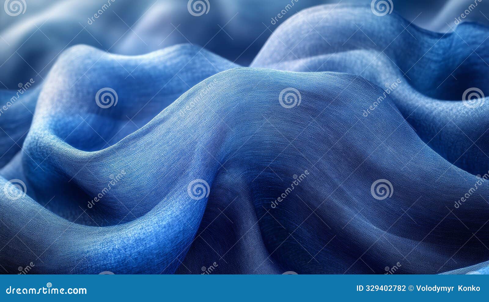 Blue Wave-like Fabric Texture, Abstract Background. Soft and Flowing ...