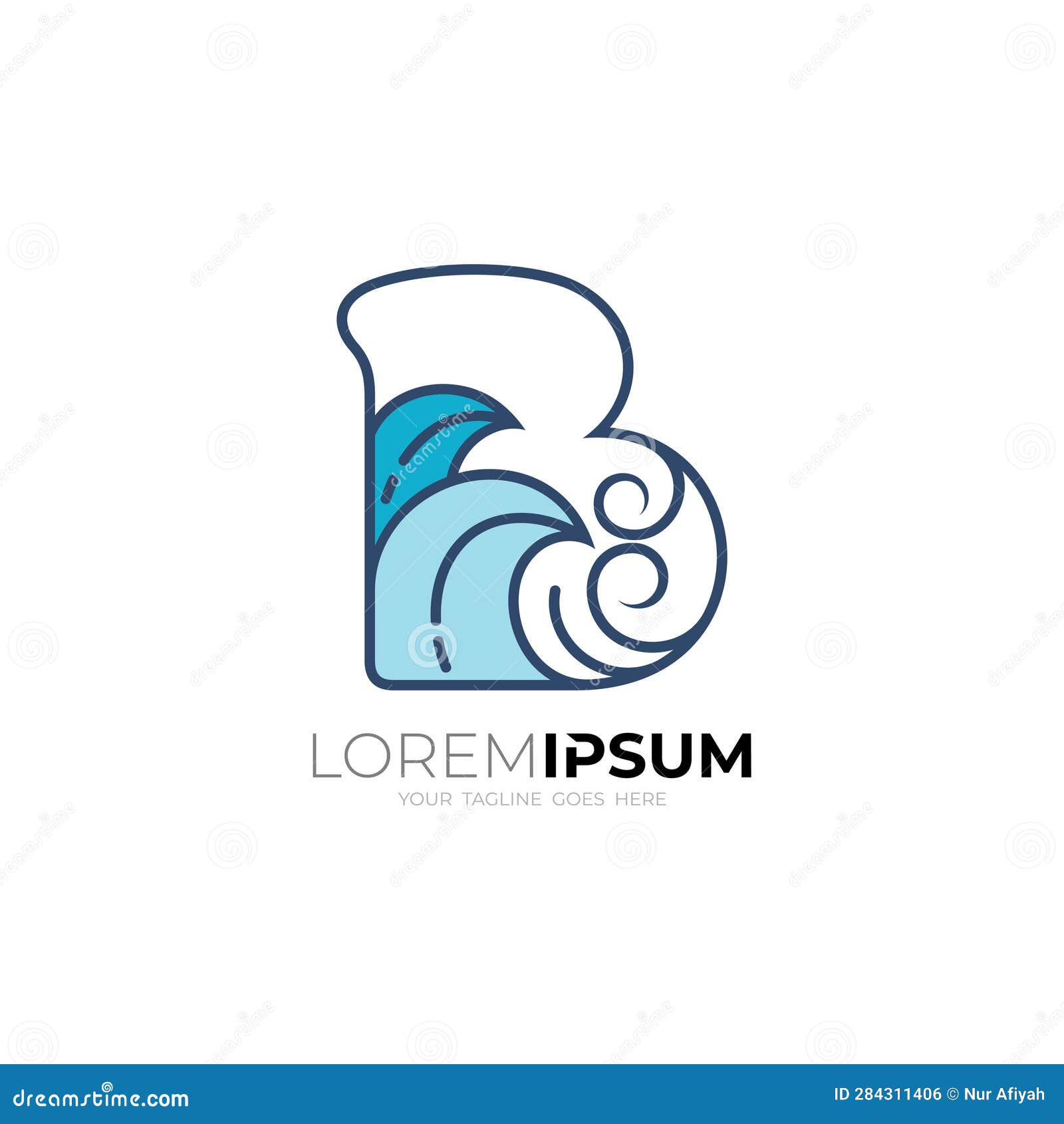 Blue Wave Logo Design, Letter B with Wave Water Shape, B Stock Vector ...
