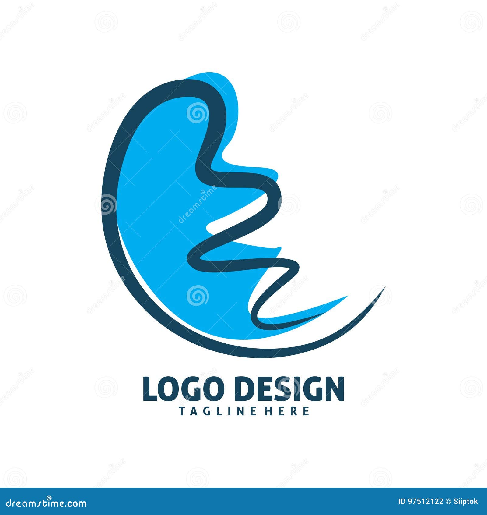 Blue wave logo design stock vector. Illustration of vector - 97512122