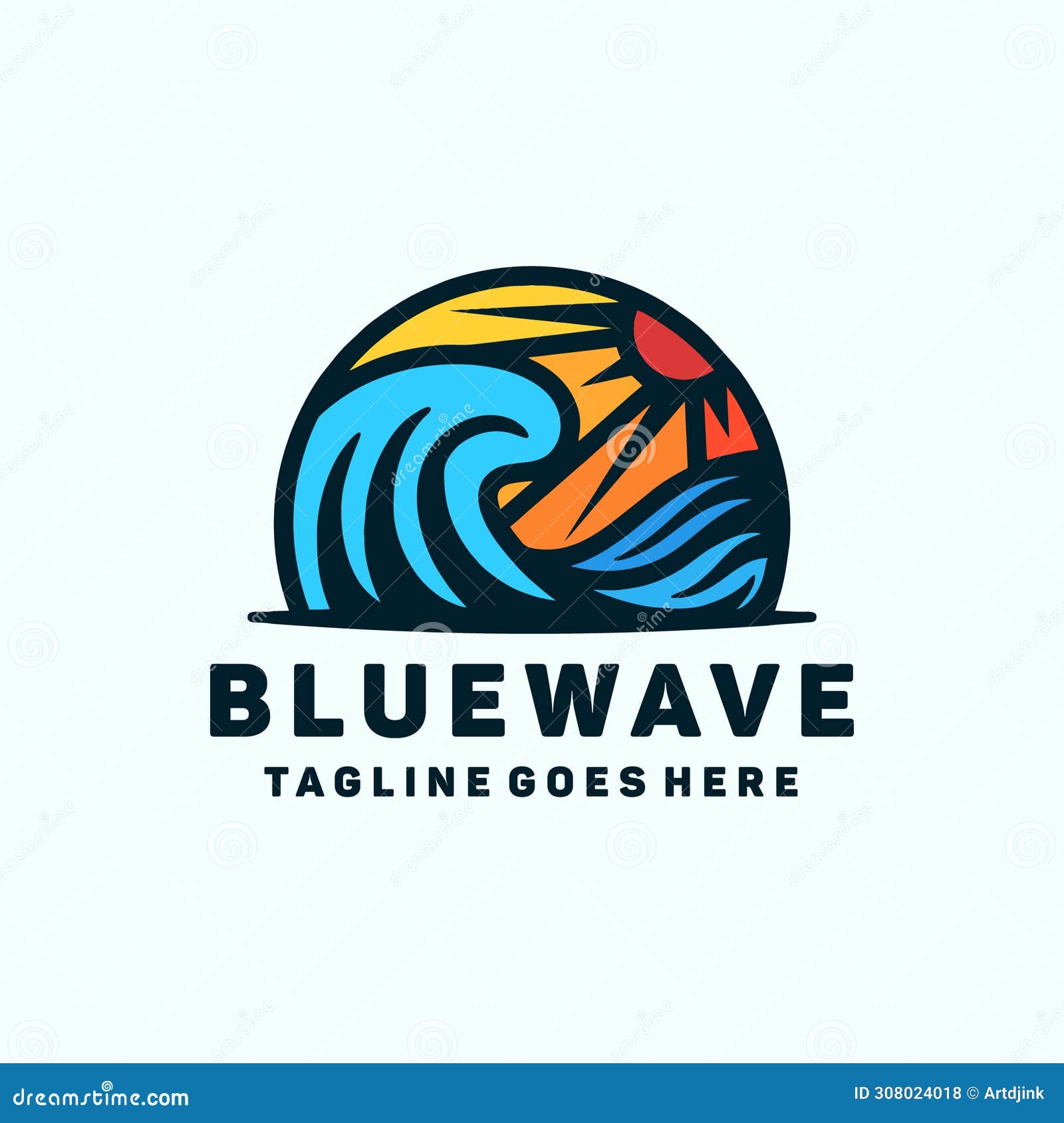 Blue Wave Logo Vector, Sea Icon Symbol, Ocean Creative Vintage Graphic ...