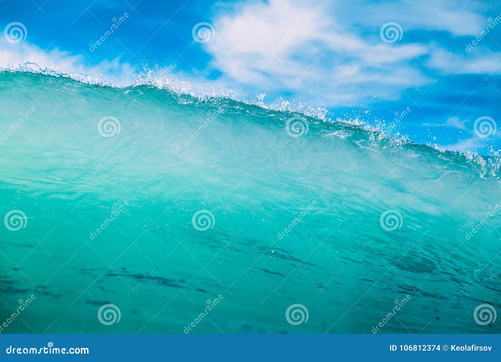 Blue Wave in Ocean. Clear Wave and Sky Stock Photo - Image of caribbean ...