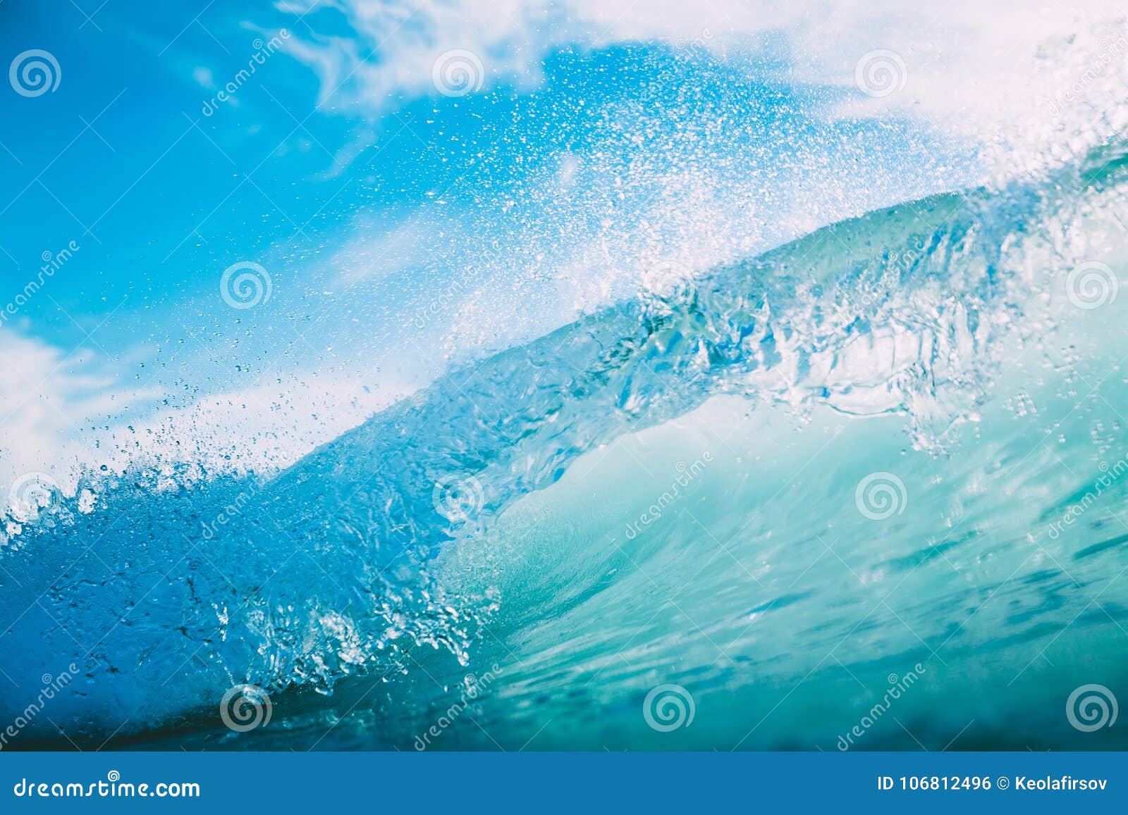 Blue Wave in Ocean. Clear Wave and Sun Light Stock Photo - Image of ...