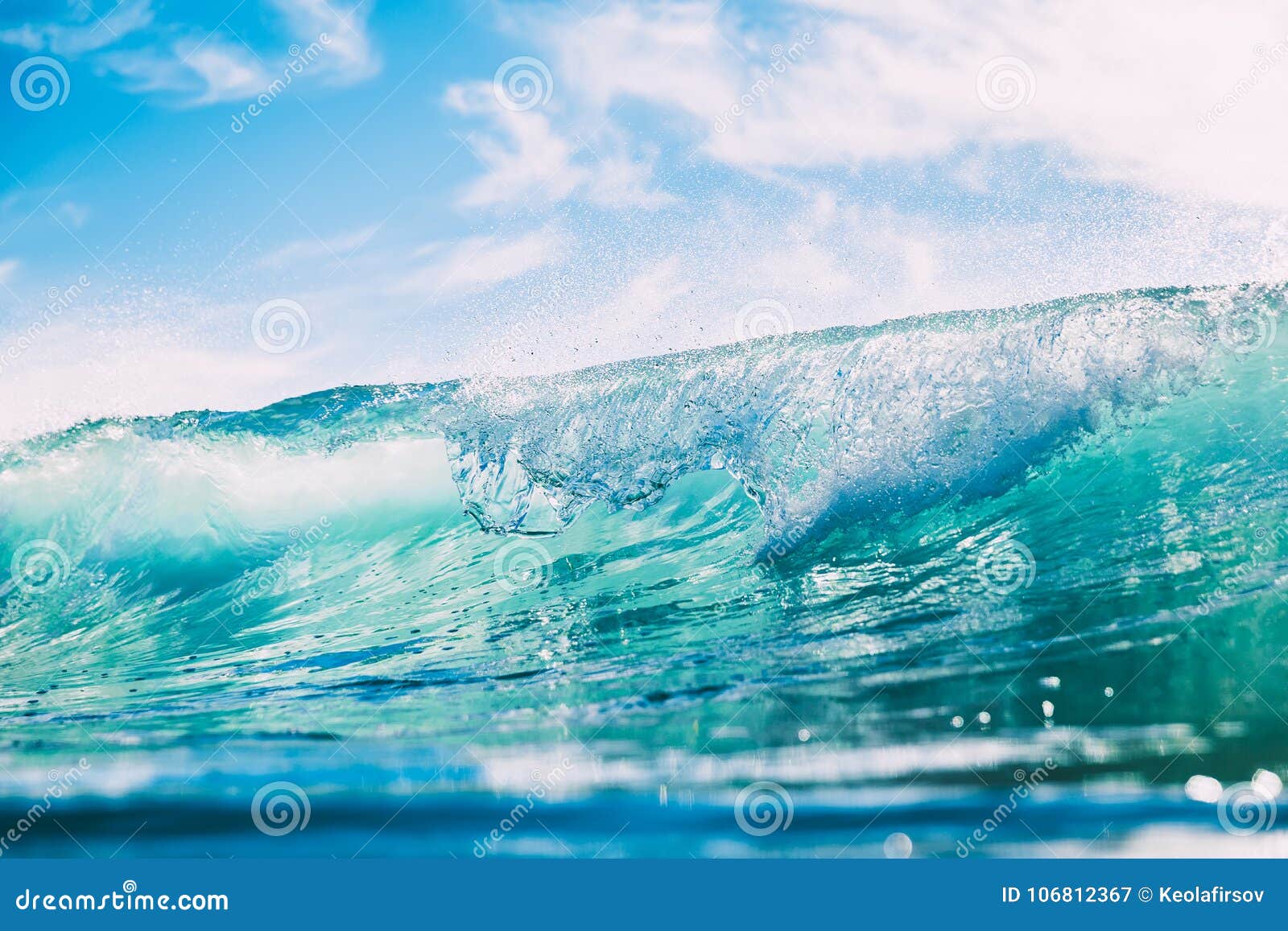 Blue Wave in Ocean. Clear Water and Sun Light Stock Image - Image of ...