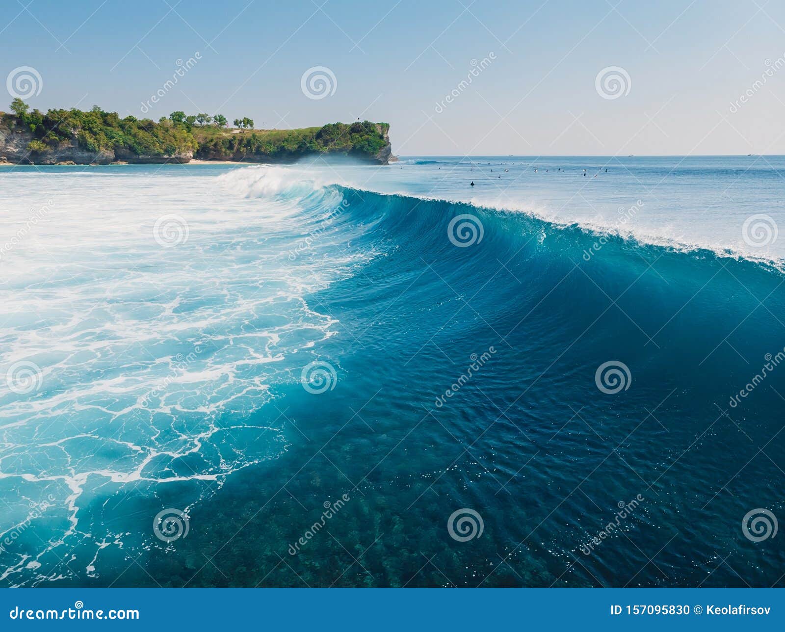 Blue Wave in Ocean, Drone Shot. Aerial View of Barrel Wave Stock Photo ...