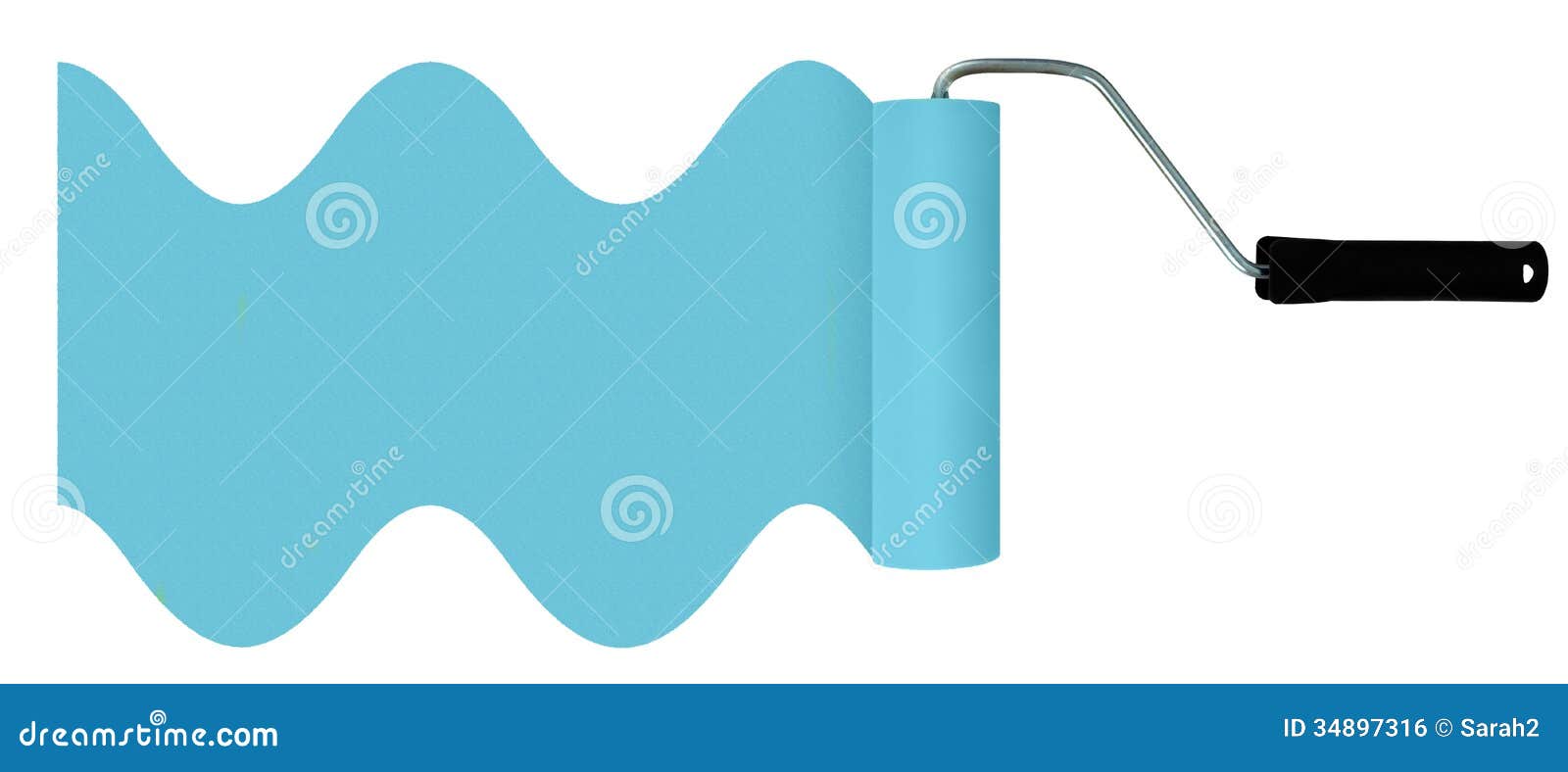 Blue Wave Paint Roller Isolated on White Stock Photo - Image of paint ...