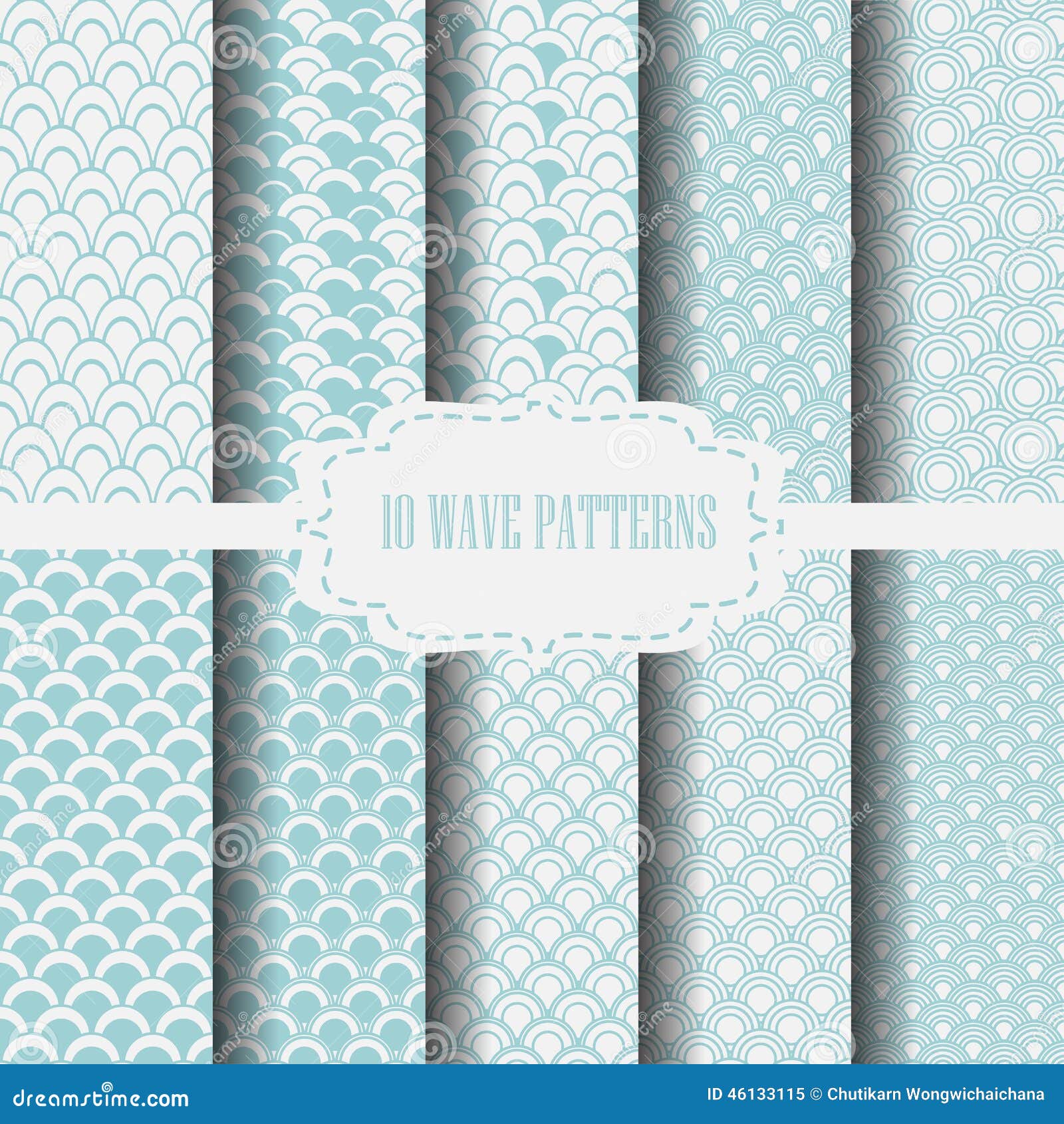 10 blue wave patterns stock vector. Illustration of retro - 46133115