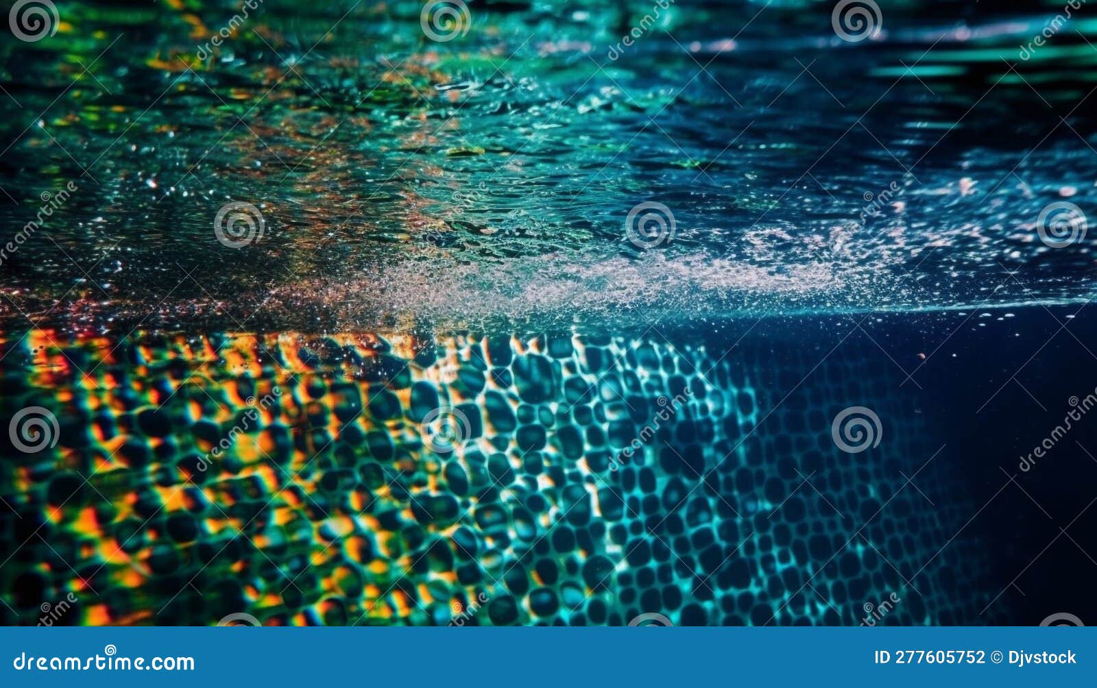 Blue Wave Ripples on Transparent Water Surface Generated by AI Stock ...