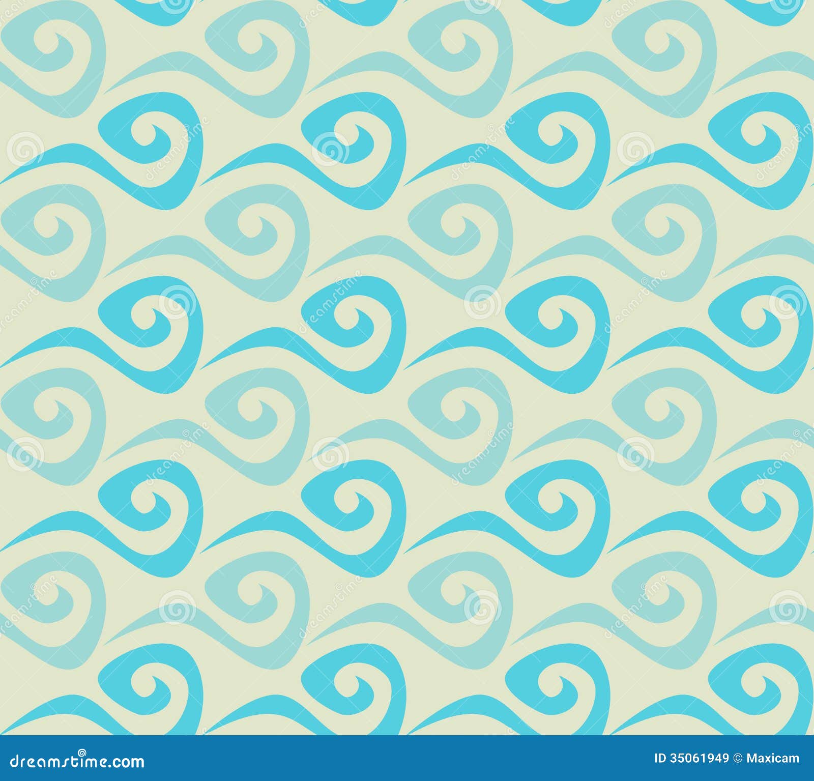 Blue wave seamless pattern stock vector. Illustration of fabric - 35061949