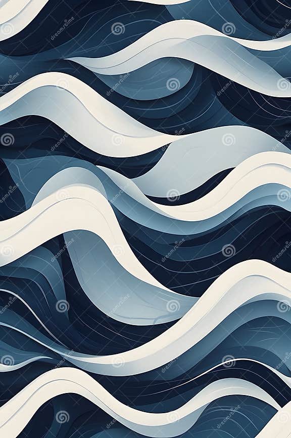 Blue Waves Abstract Wallpaper Stock Illustration - Illustration of ...