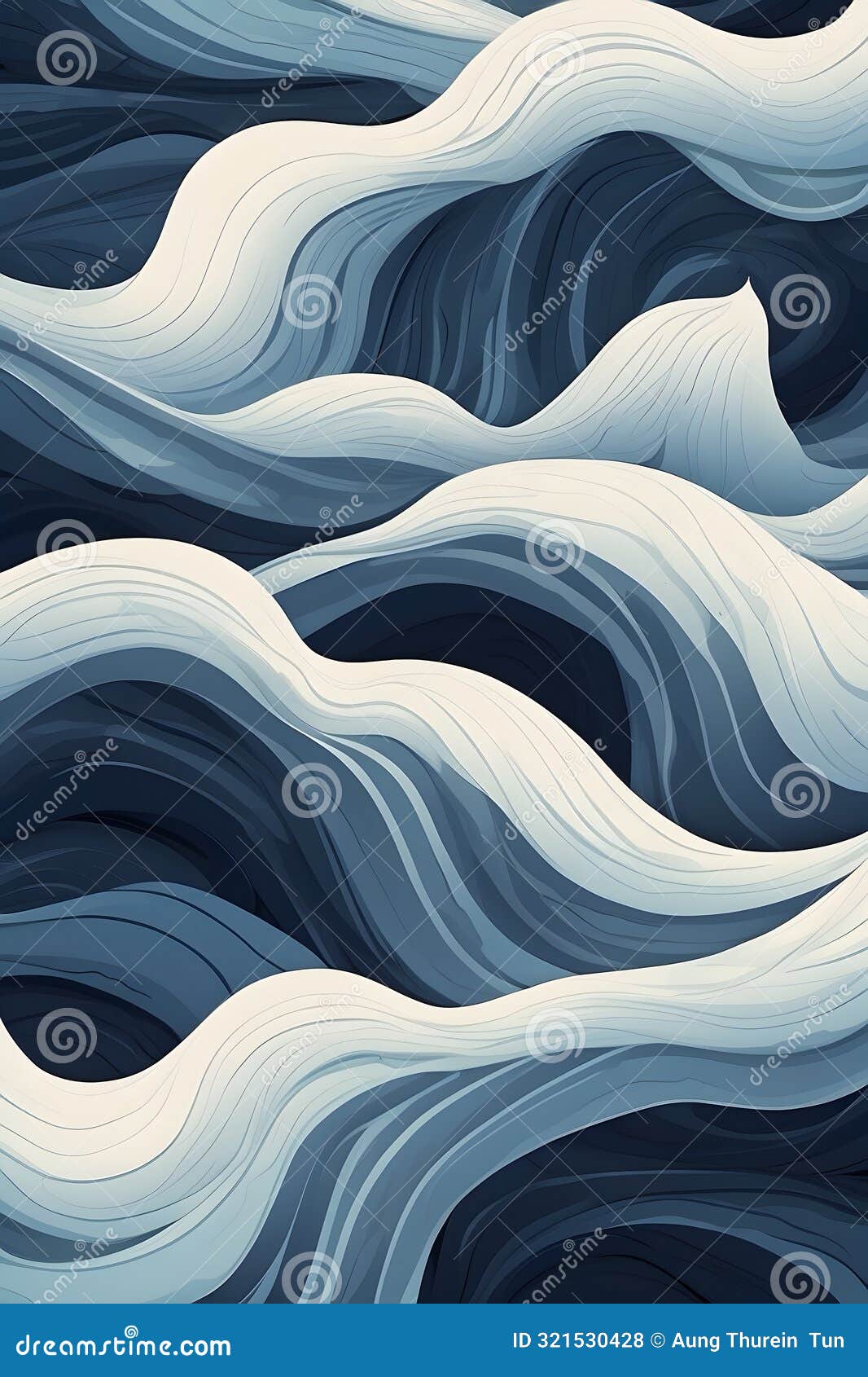 Blue Waves Abstract Wallpaper Stock Illustration - Illustration of ...
