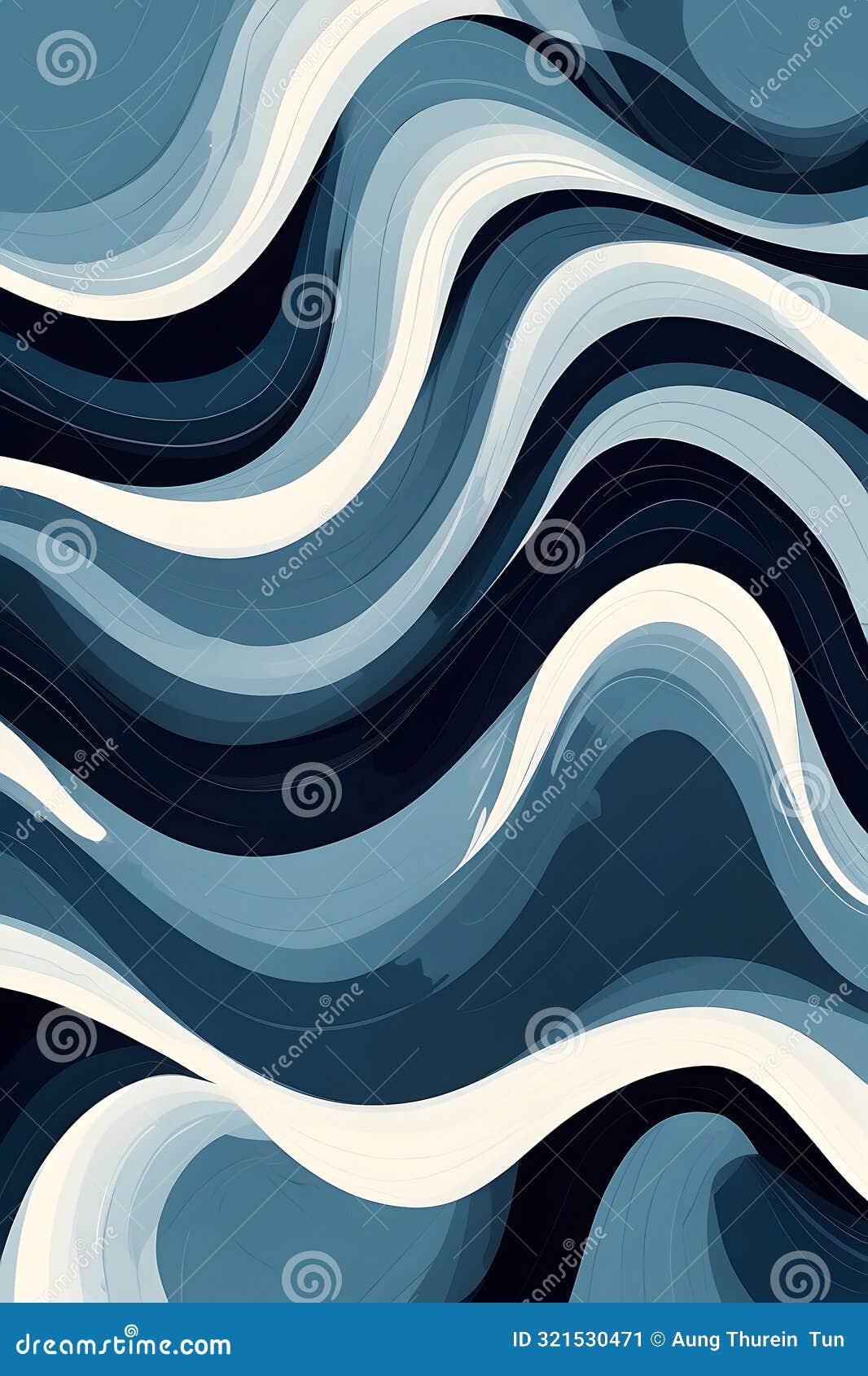 Blue Waves Abstract Wallpaper Stock Illustration - Illustration of wall ...