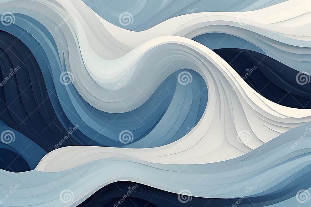 Blue Waves Abstract Wallpaper Stock Illustration - Illustration of wall ...