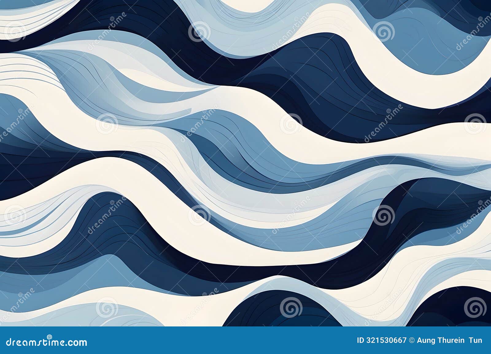 Blue Waves Abstract Wallpaper Stock Illustration - Illustration of ...