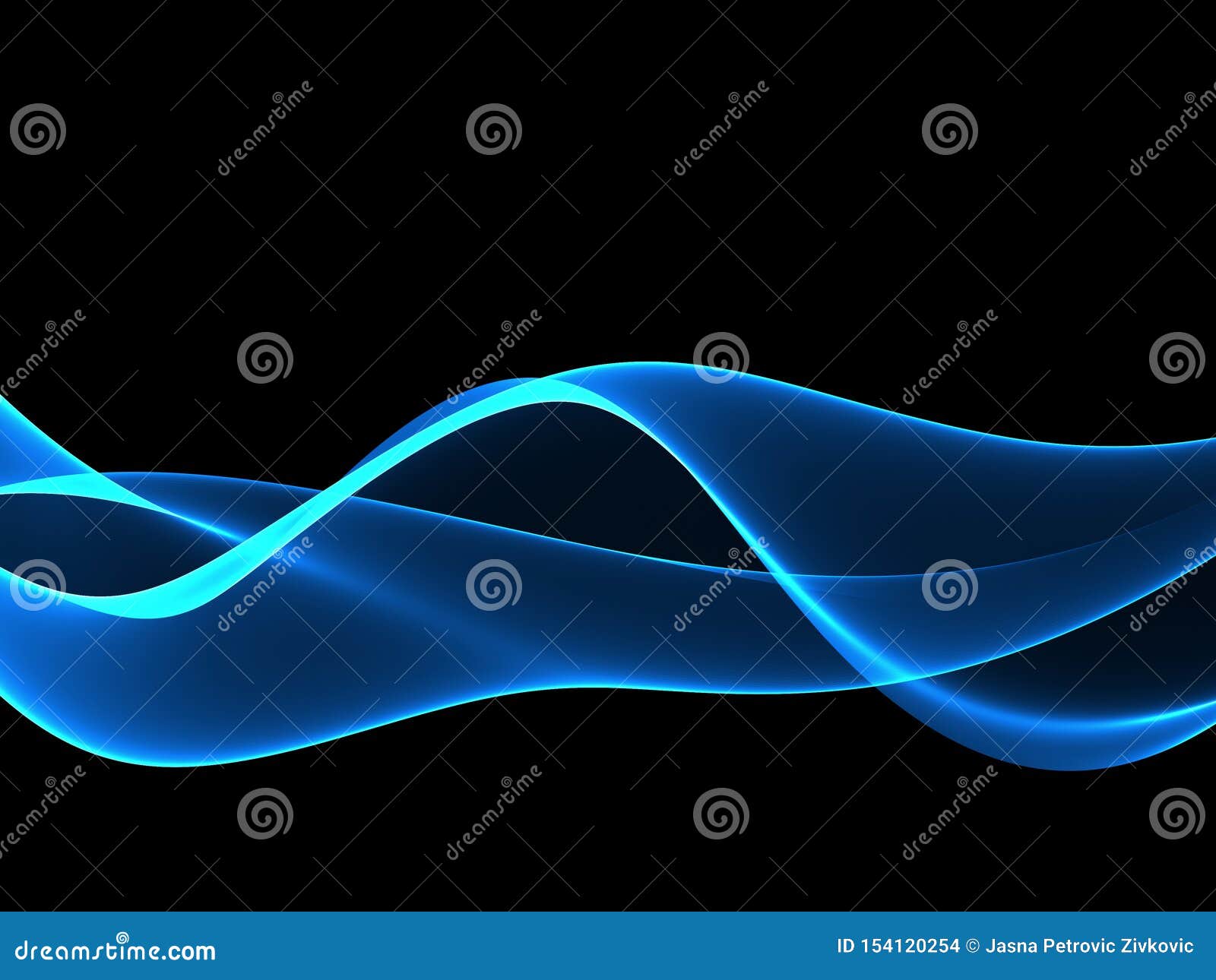 Blue Waves on Black, Border Design Element Stock Illustration ...