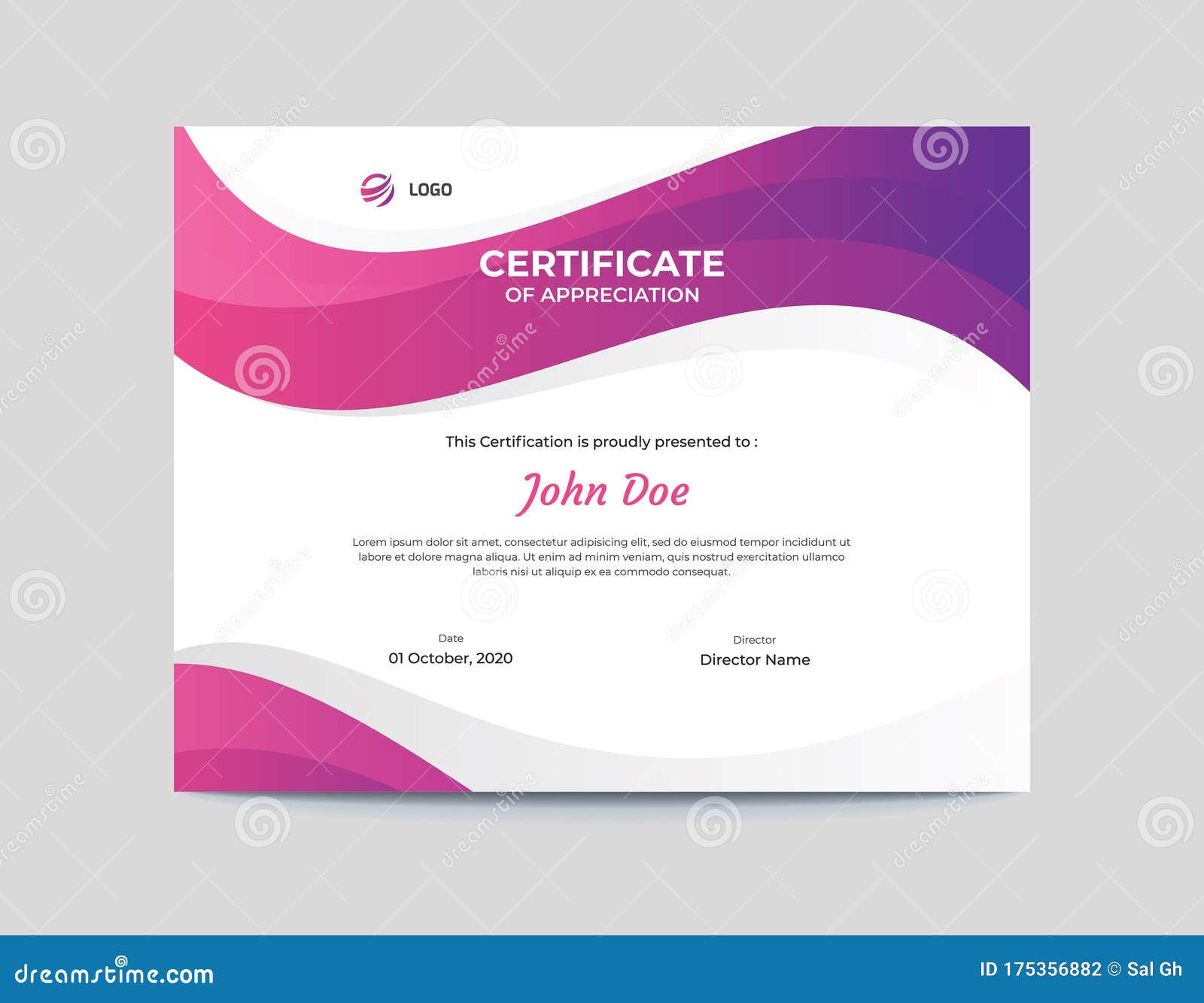 Abstract Pink and Purple Waves Certificate Design Stock Vector - Illustration of award, vector ...