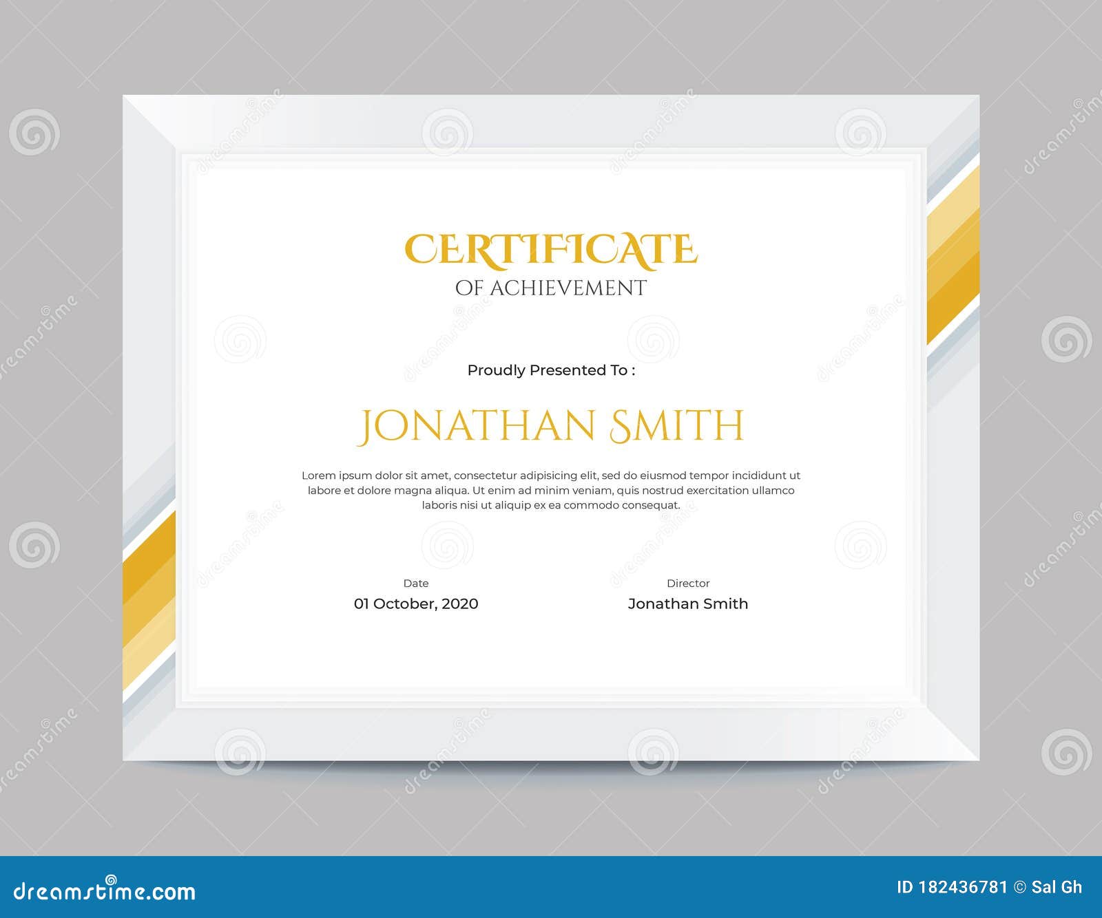 Simple Gold Geometric Shapes Border Certificate Design Stock Vector ...