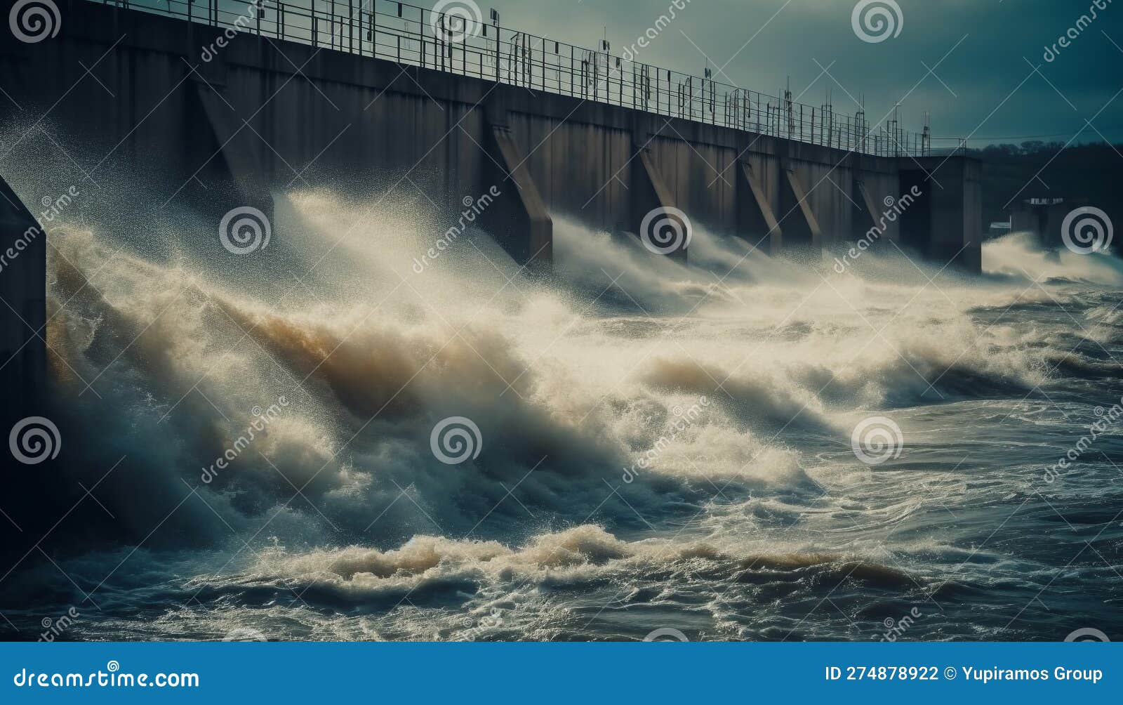 Blue Waves Generate Power at Modern Hydroelectric Station Generated by ...