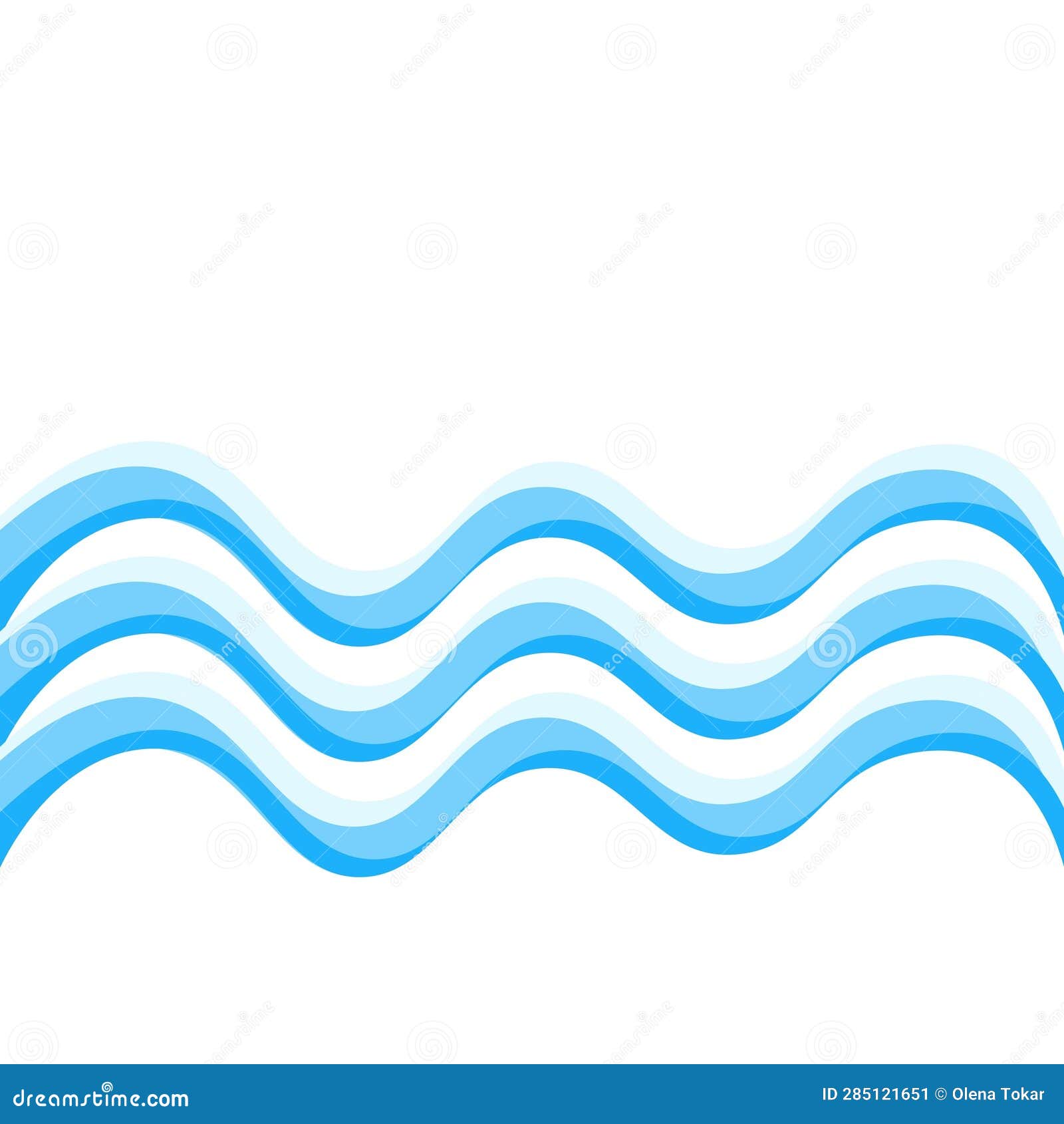 Blue Waves with Gradient Decorative Frame, Vector Design Template ...