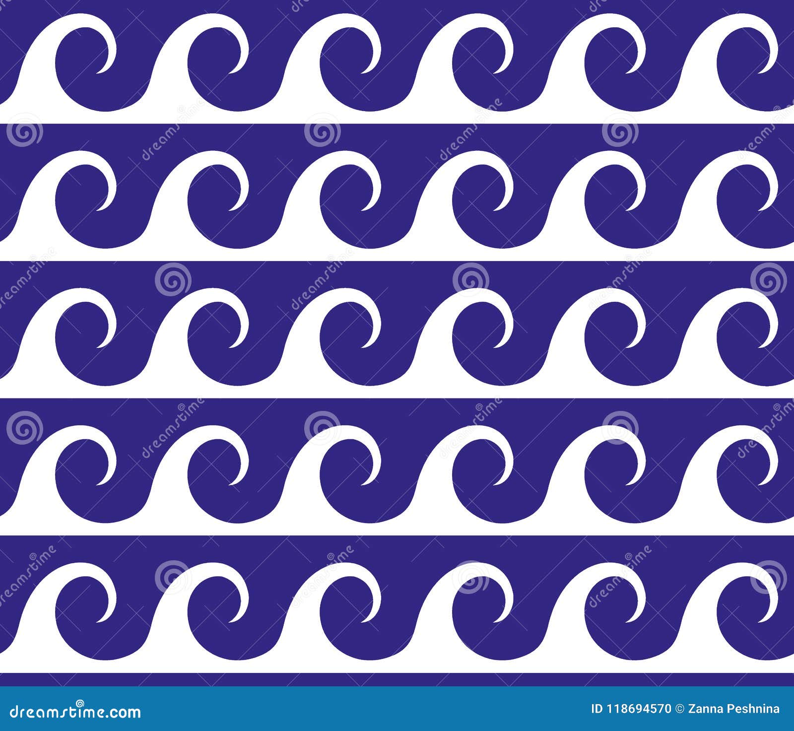 Blue Waves Lines Seamless Vector Greek Pattern. Stock Vector ...