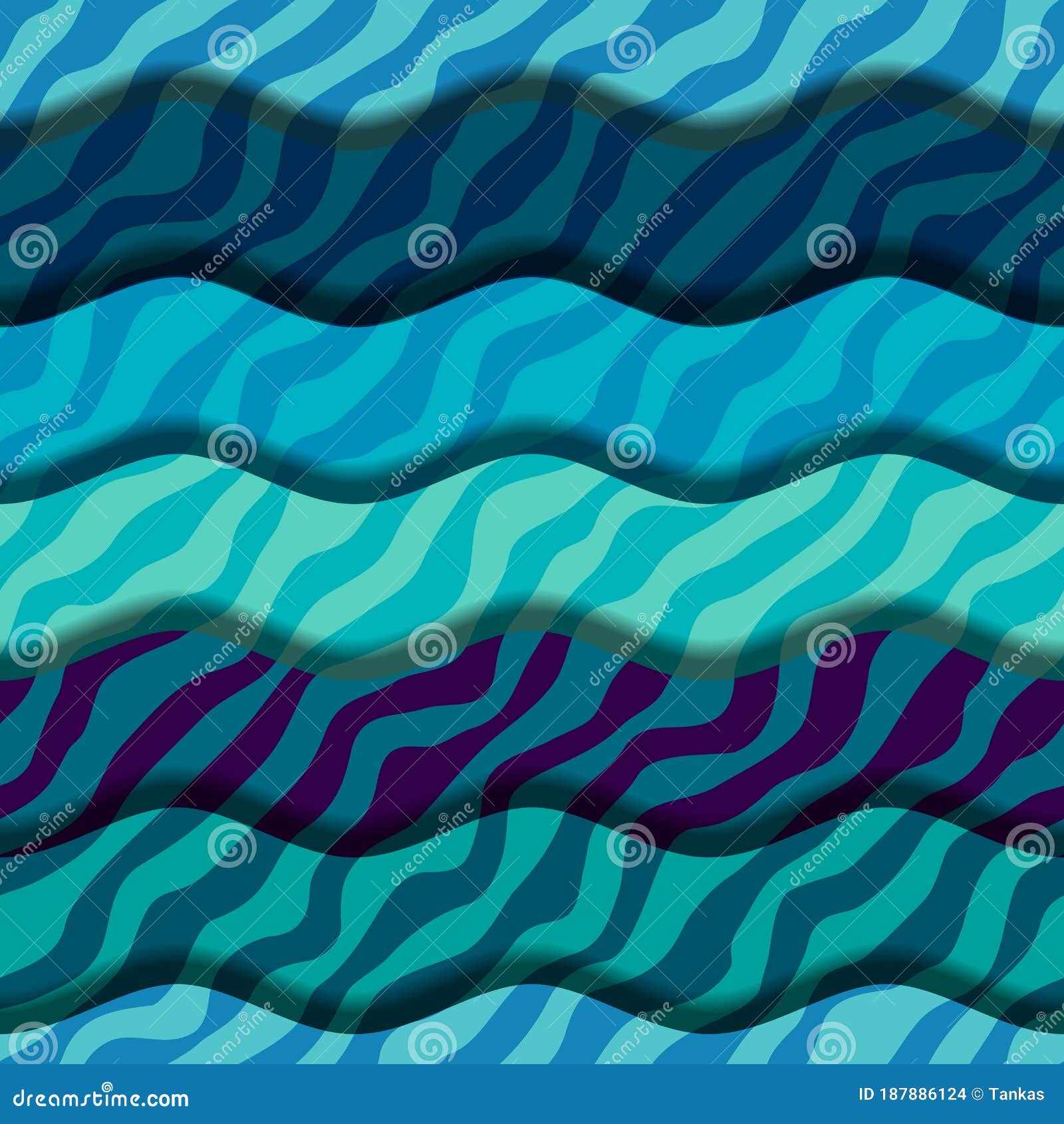 Blue Waves Pattern in Marine Style. Stock Vector - Illustration of ...