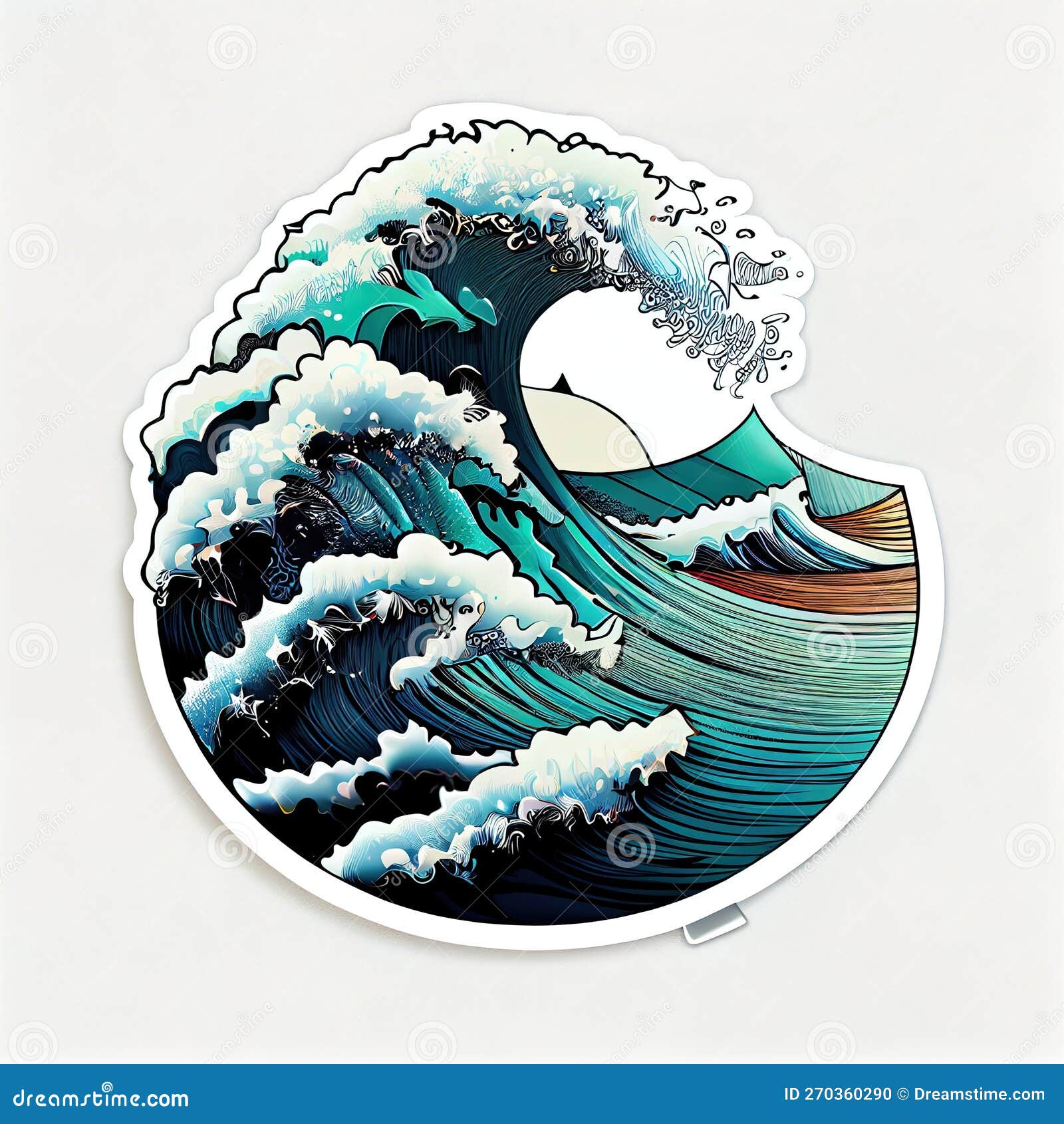 Blue Waves Sticker Design, Generative Ai Stock Illustration ...