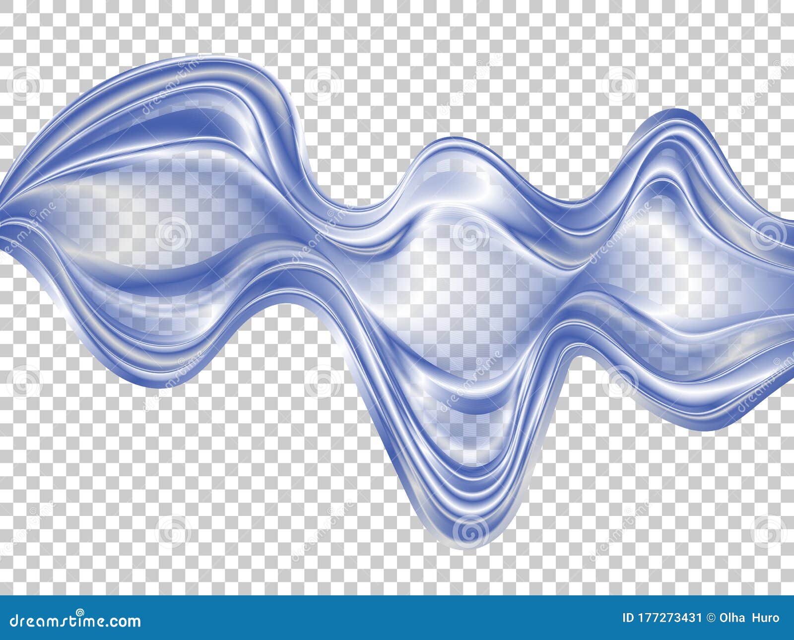 Blue Waves on a Transparent Background, Abstract Water Element Design ...