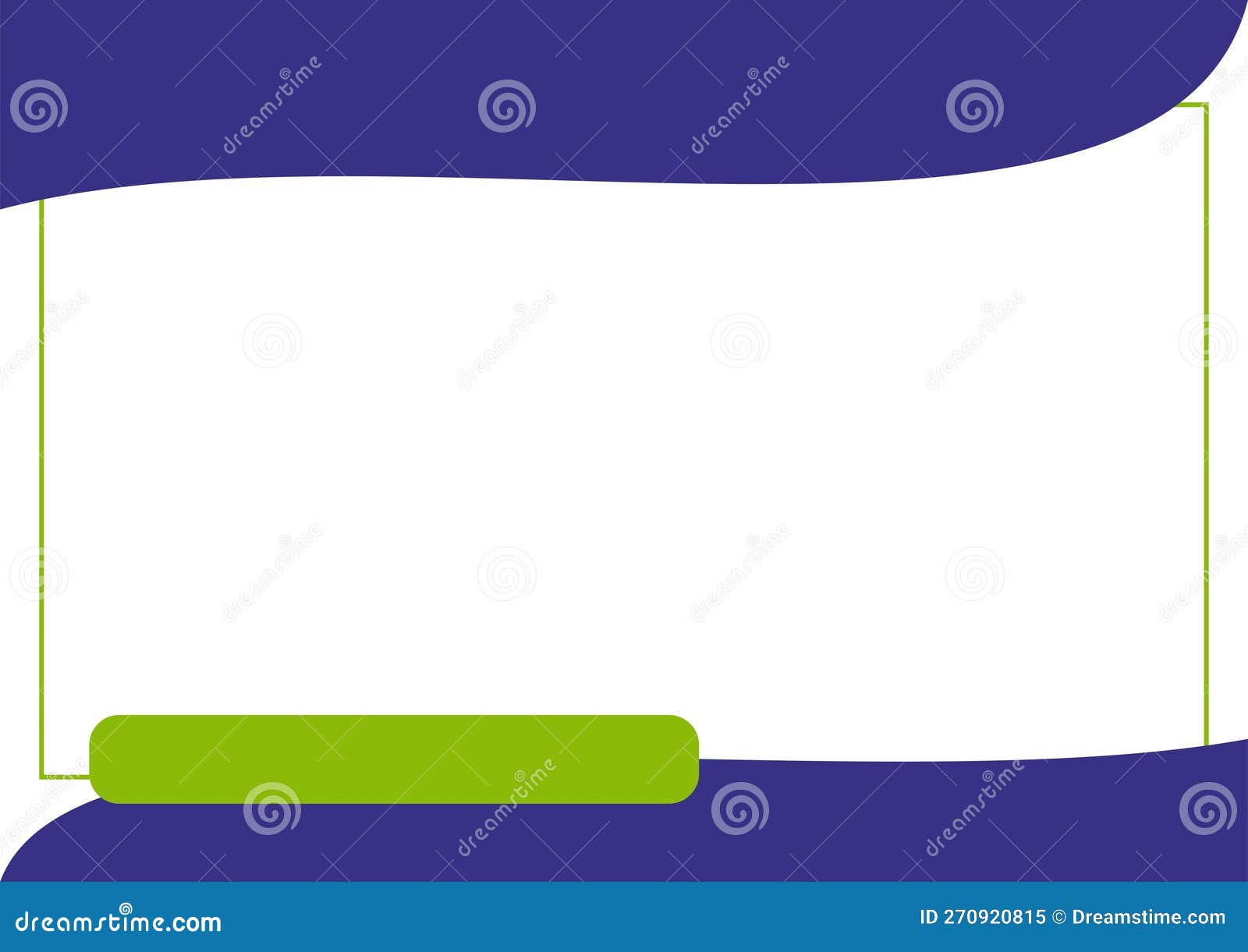 Blue Wavy Frame. Green Line and Rectangle Shape. Empty Space. Text or ...