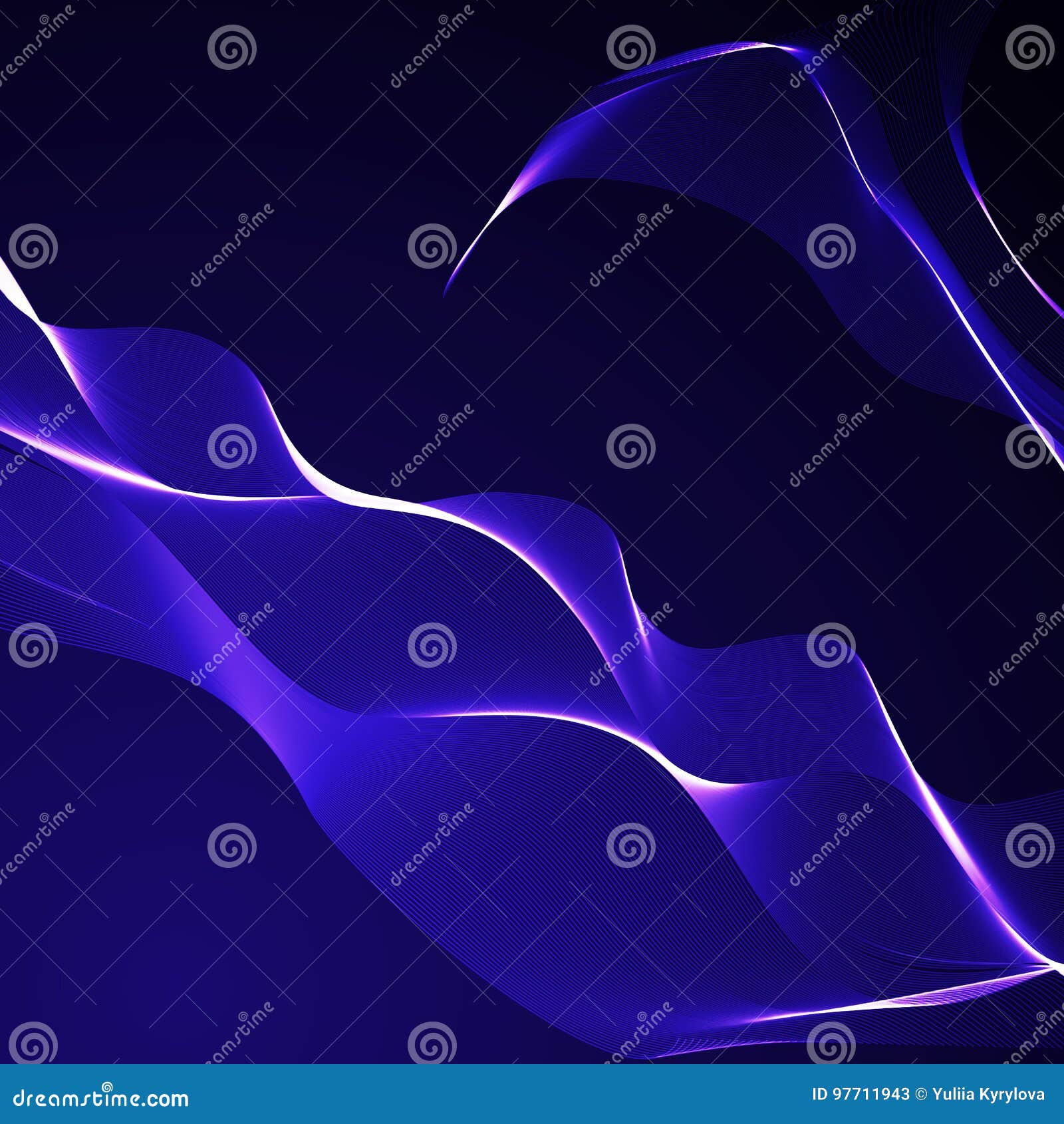 Blue Wavy Ribbon on a Dark Blue Background Stock Vector - Illustration ...